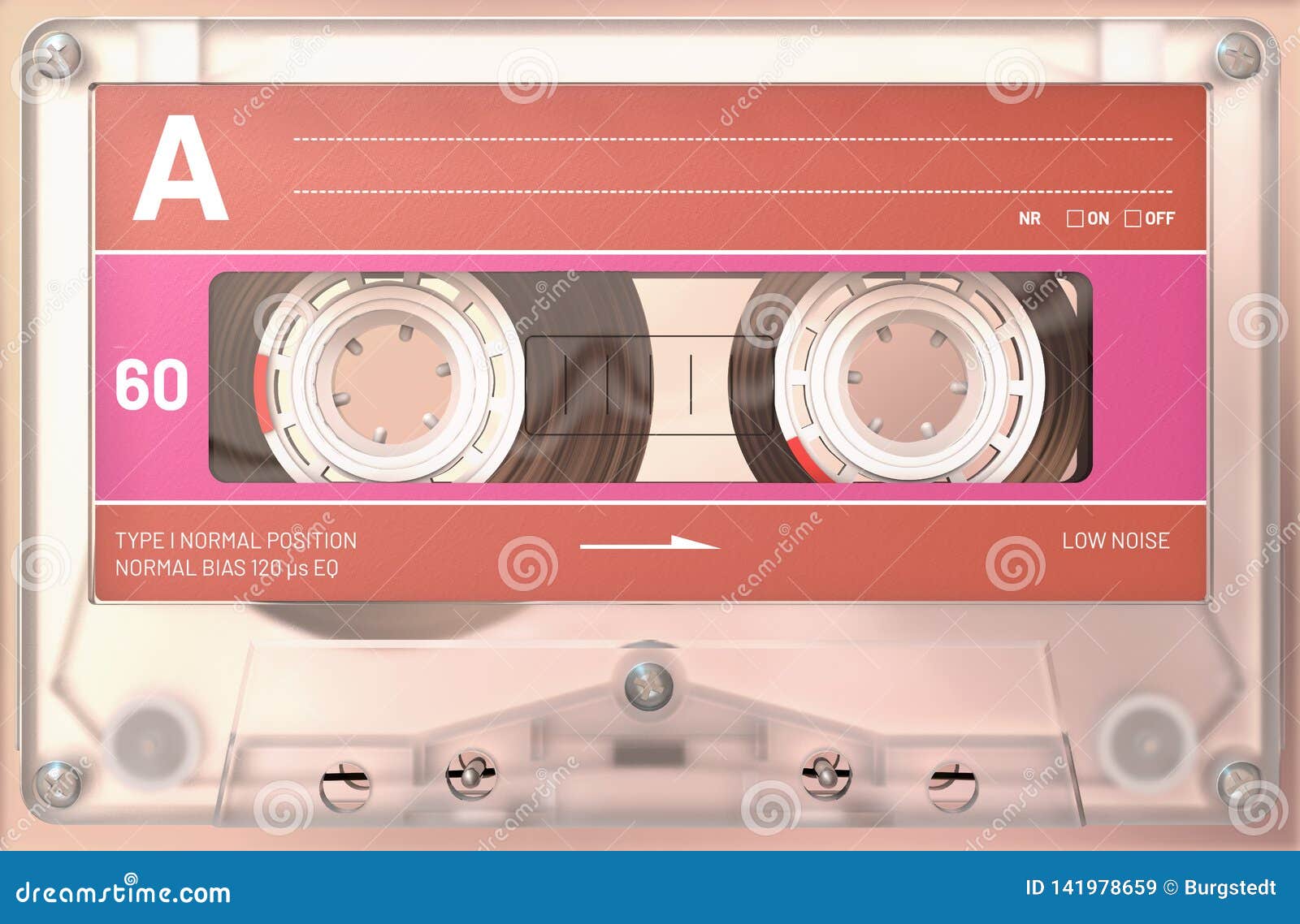 Transparent Audio Cassette with Sticker and Label Stock Image - Image ...