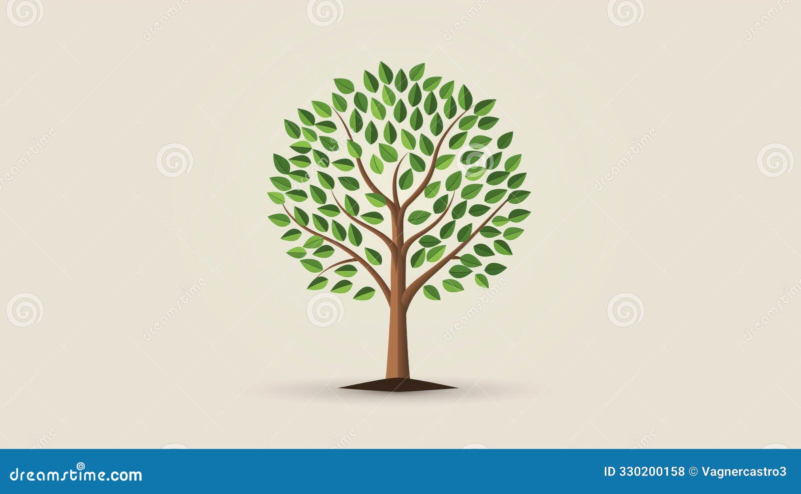 2D Illustration of a Tree Brown Trunk Green Leaves with Basic Shapes ...