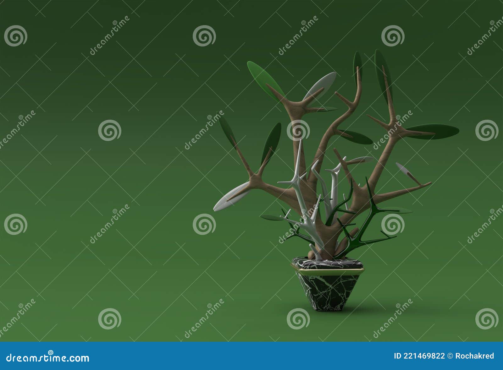 3D Illustration of Tree in a Pot Isolated on Color Background Stock ...