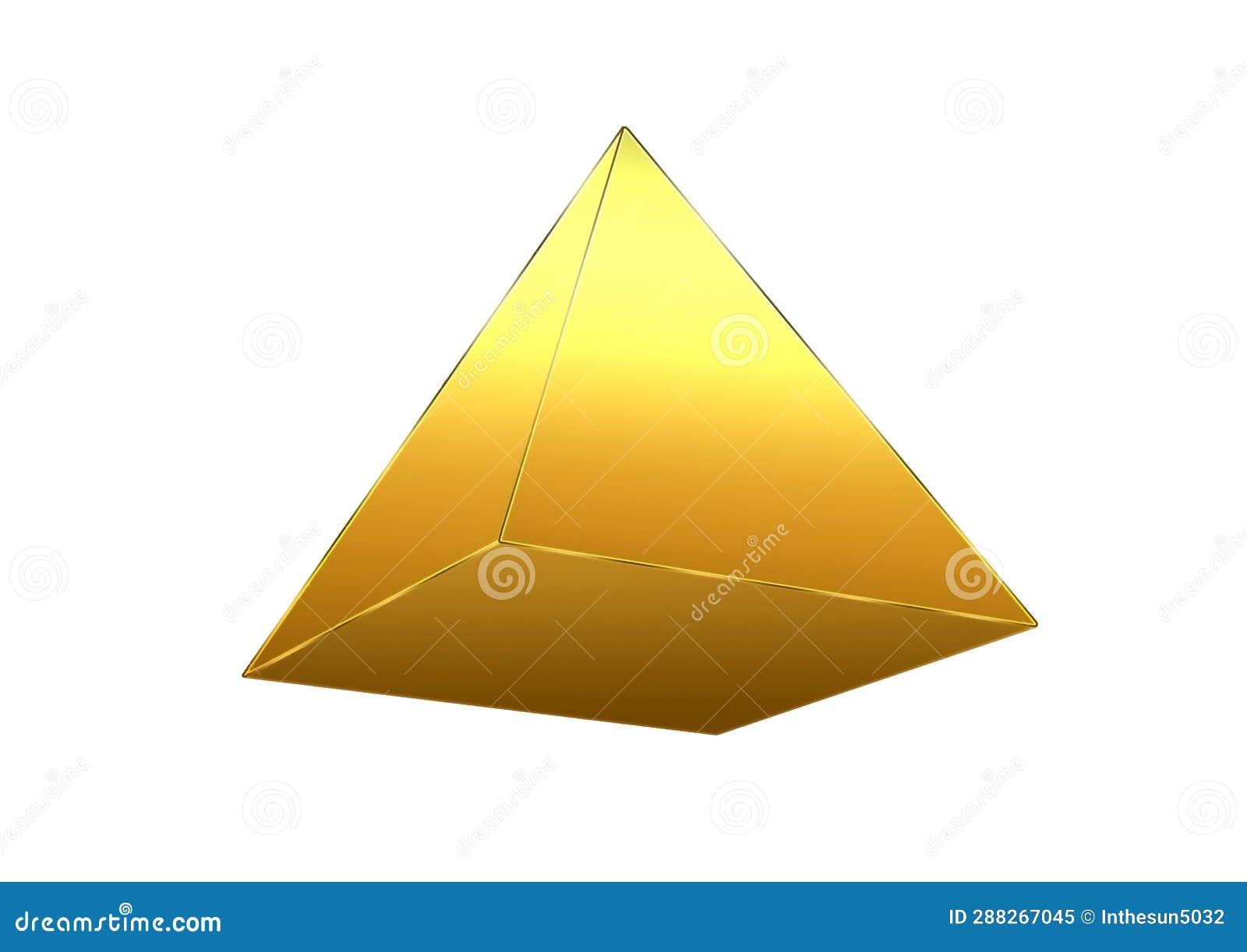 3d Illustration of a Triangular Pyramid Shining in Gold Stock ...