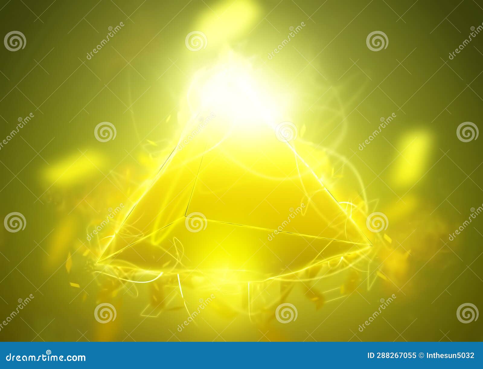 3d Illustration of a Triangular Pyramid Shining in Gold Stock ...