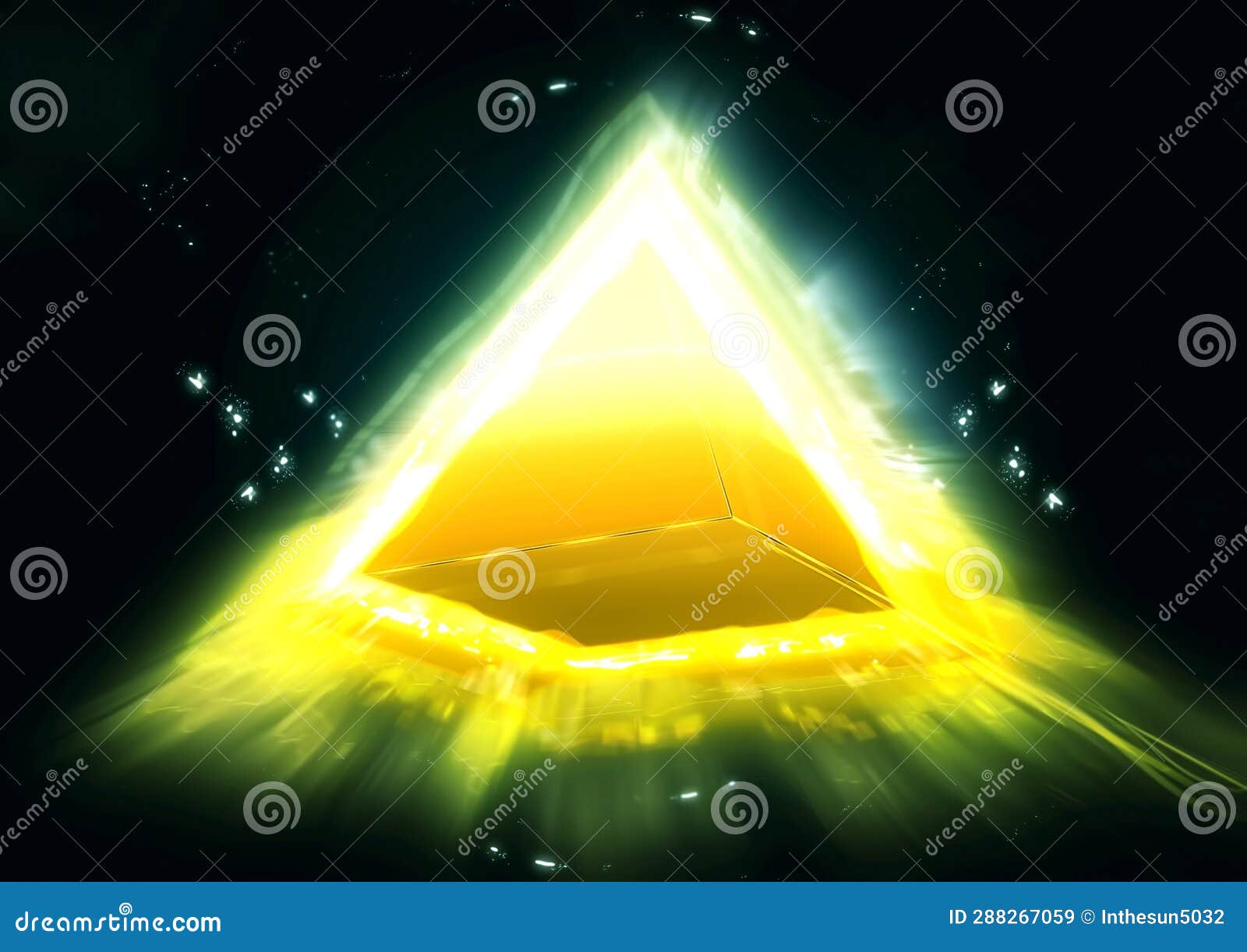 3d Illustration of a Triangular Pyramid Shining in Gold Stock ...
