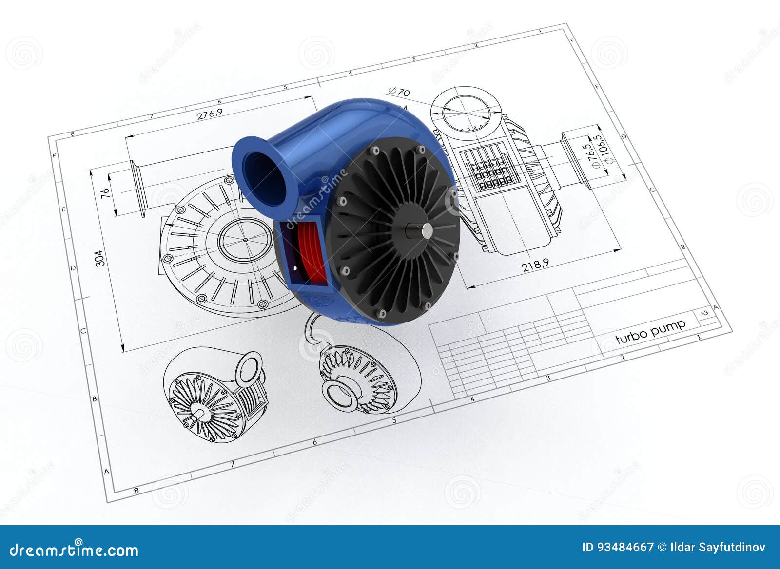 Turbo Pump Isometric Drawings Vector Illustration | CartoonDealer.com ...