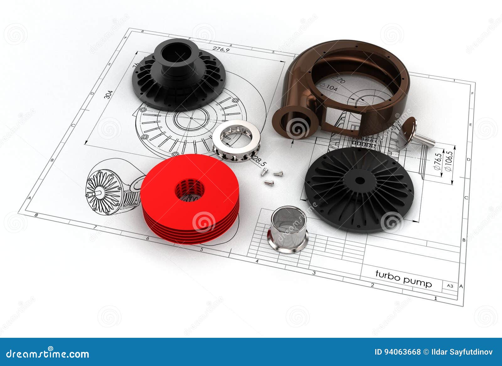 Turbo Pump Isometric Drawings Vector Illustration | CartoonDealer.com ...