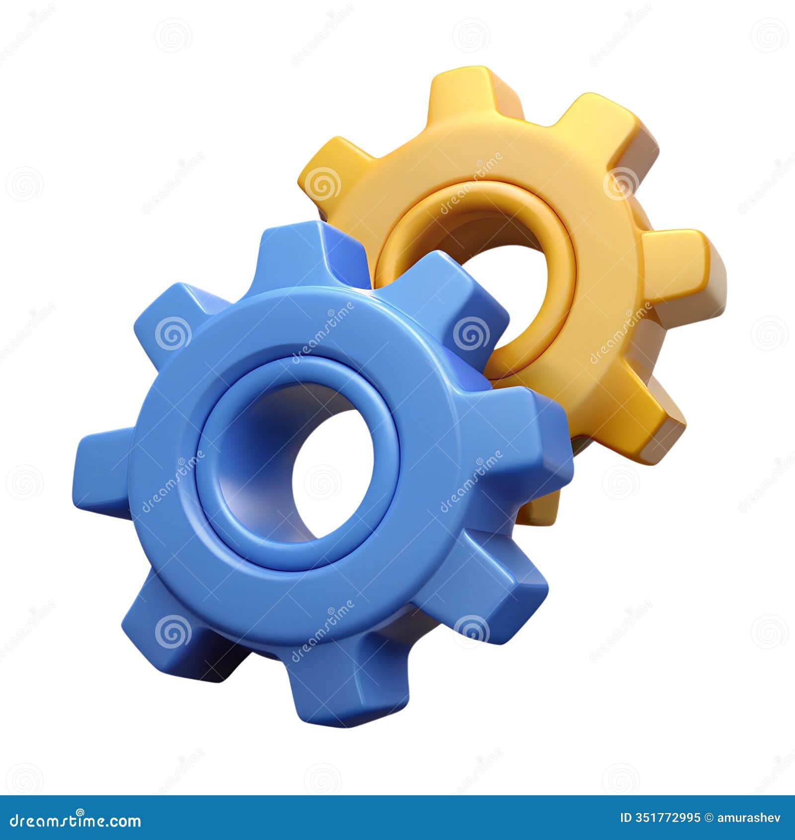 3d Illustration of Two Gear Wheels at White Background. Stock ...