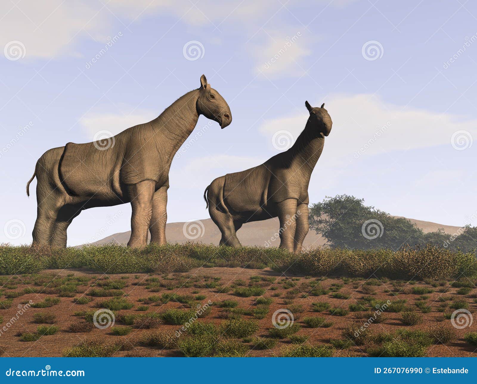 3d Illustration of Two Indricotherium Stock Illustration - Illustration ...