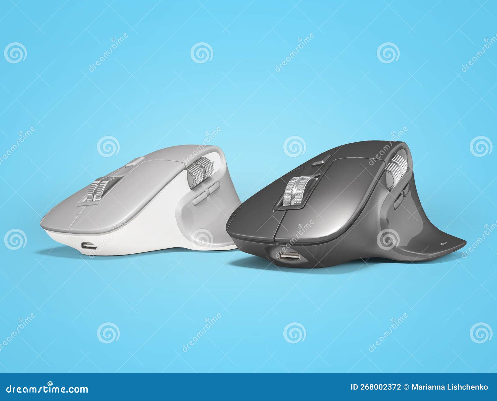 3D Illustration of Two Modern Computer Mice for Professional Work on ...