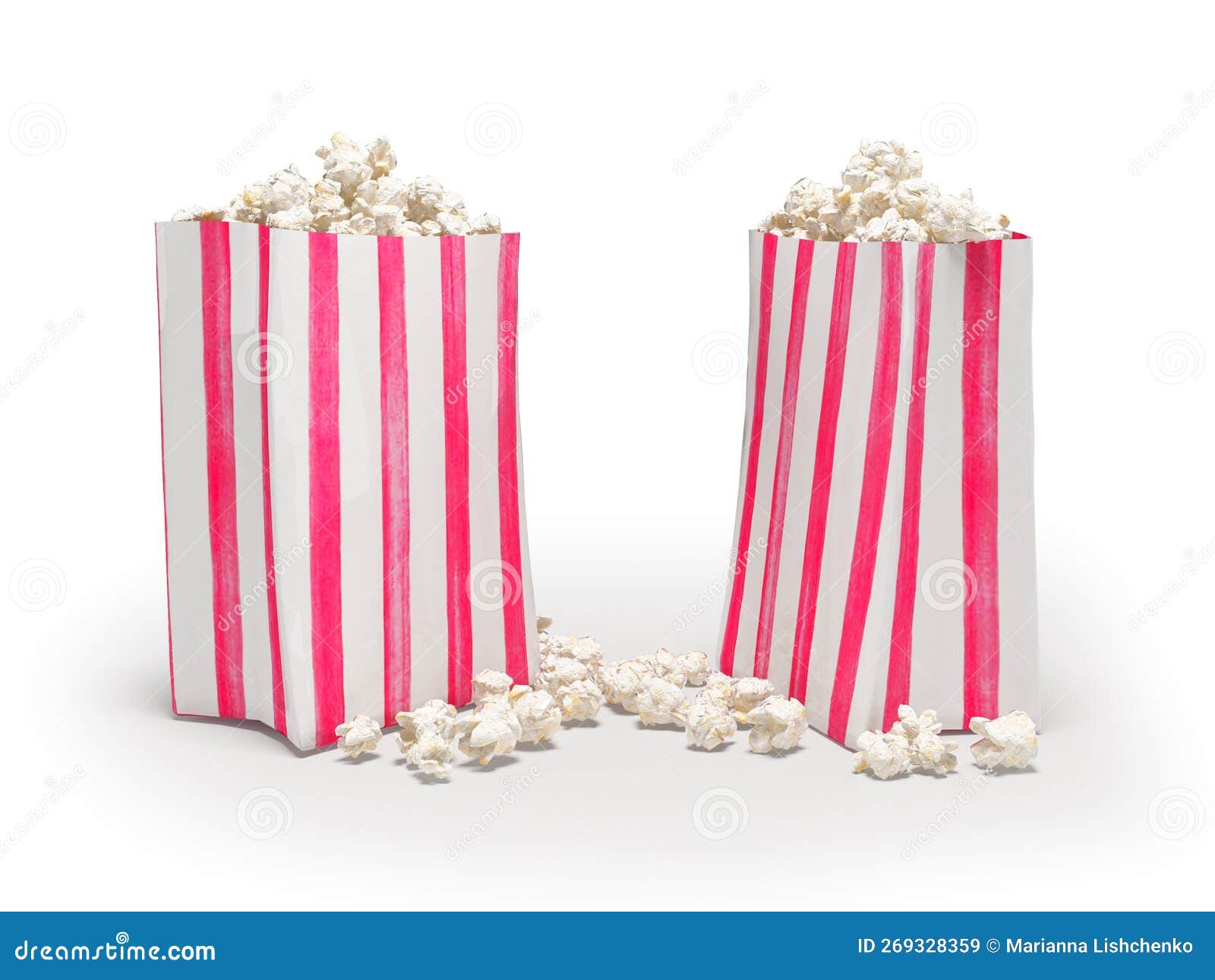 3D Illustration of Two Packs of Popcorn on White Background with Shadow ...