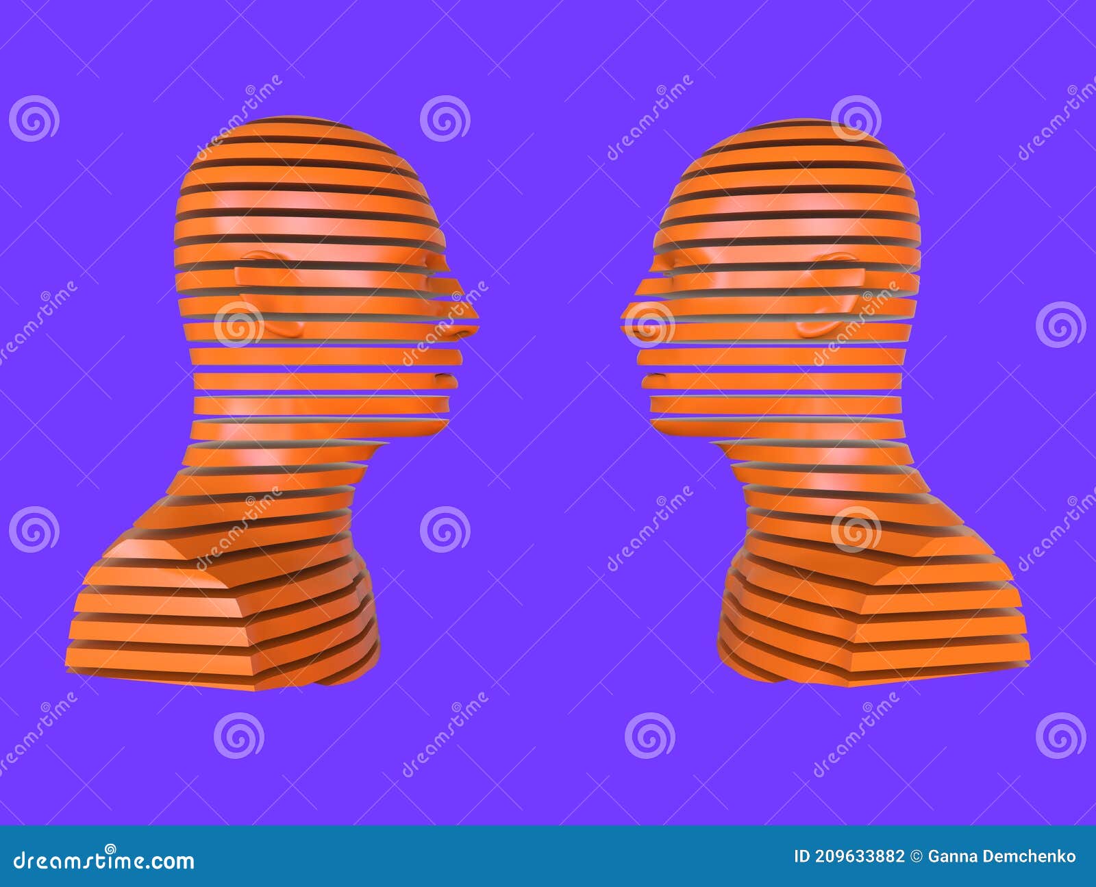 3D Illustration. Two People Opposite Each Other. Minimal Concept Stock ...