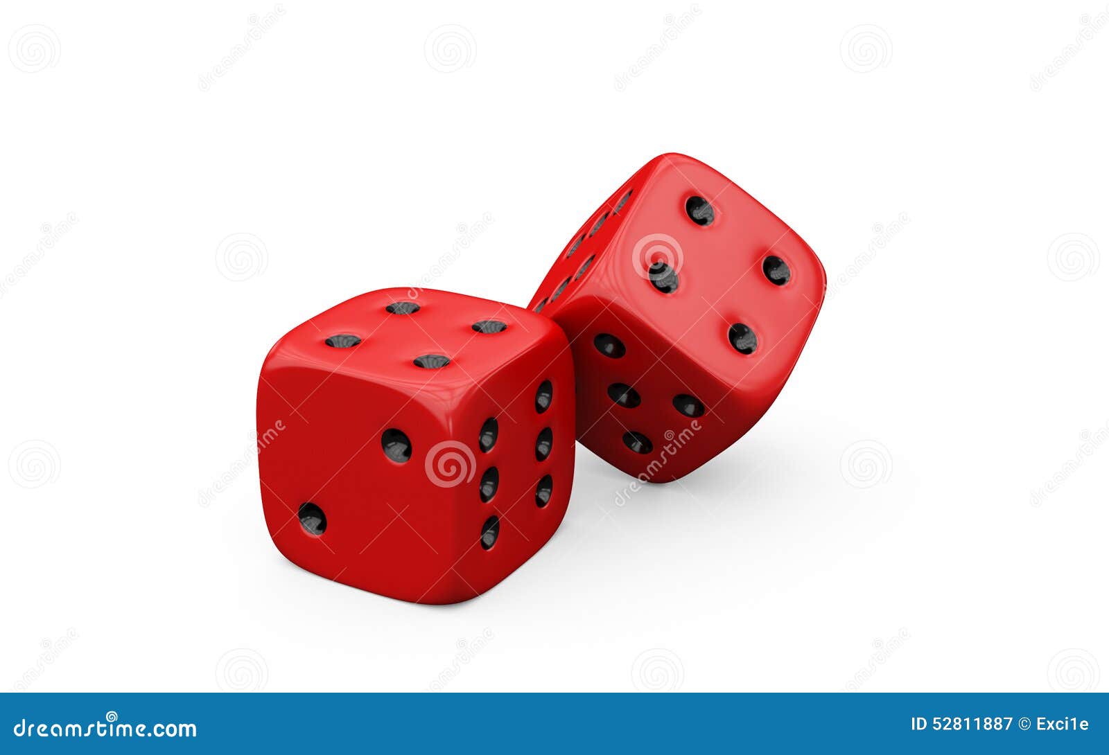 3d Illustration of Two Red Dice Stock Illustration - Illustration of ...