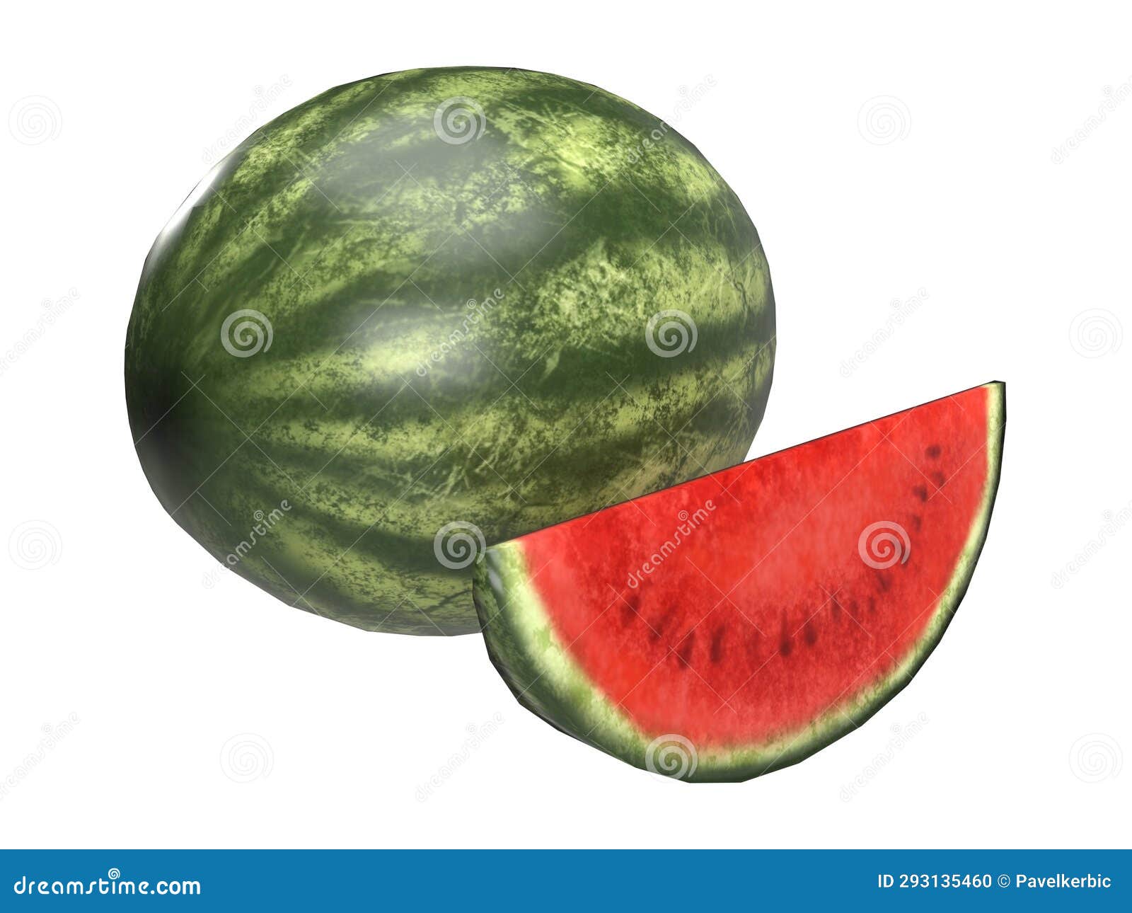 3D Illustration - Fresh Water Melon - Round - Piece Stock Illustration ...