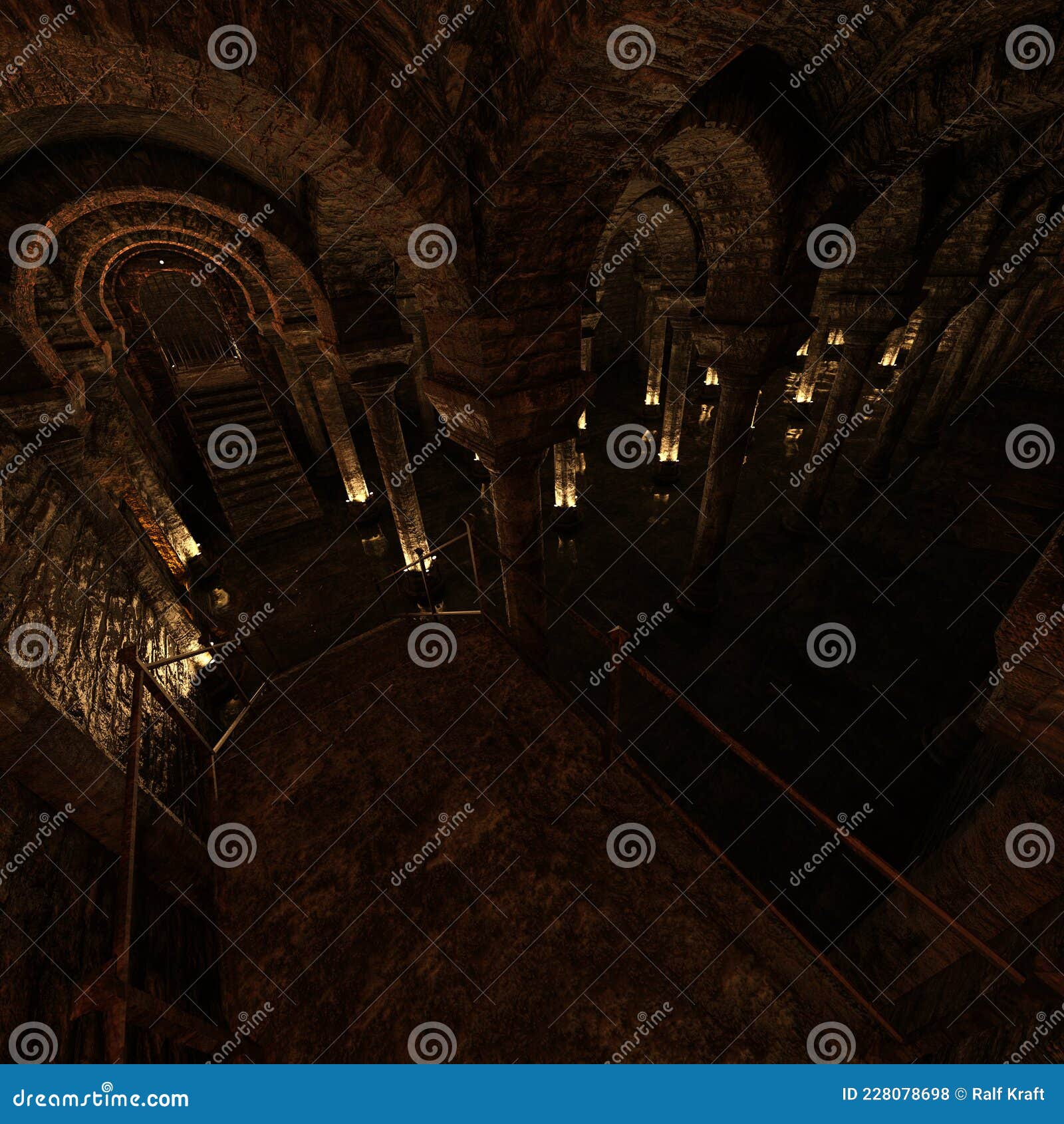 3d-illustration of an Underground Cistern with Water Stock Illustration ...