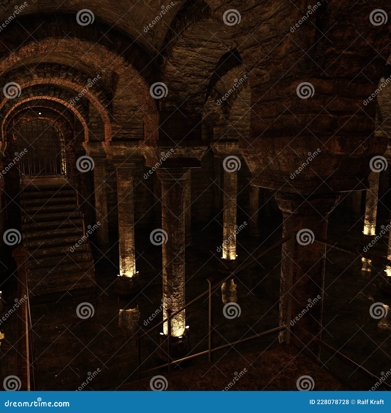 3d-illustration of an Underground Cistern with Water Stock Illustration ...