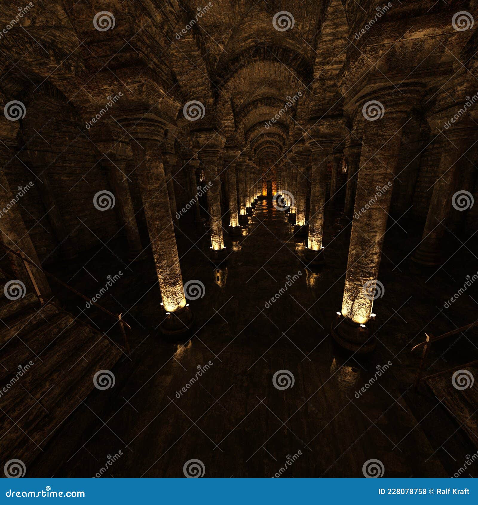 3d-illustration of an Underground Cistern with Water Stock Illustration ...