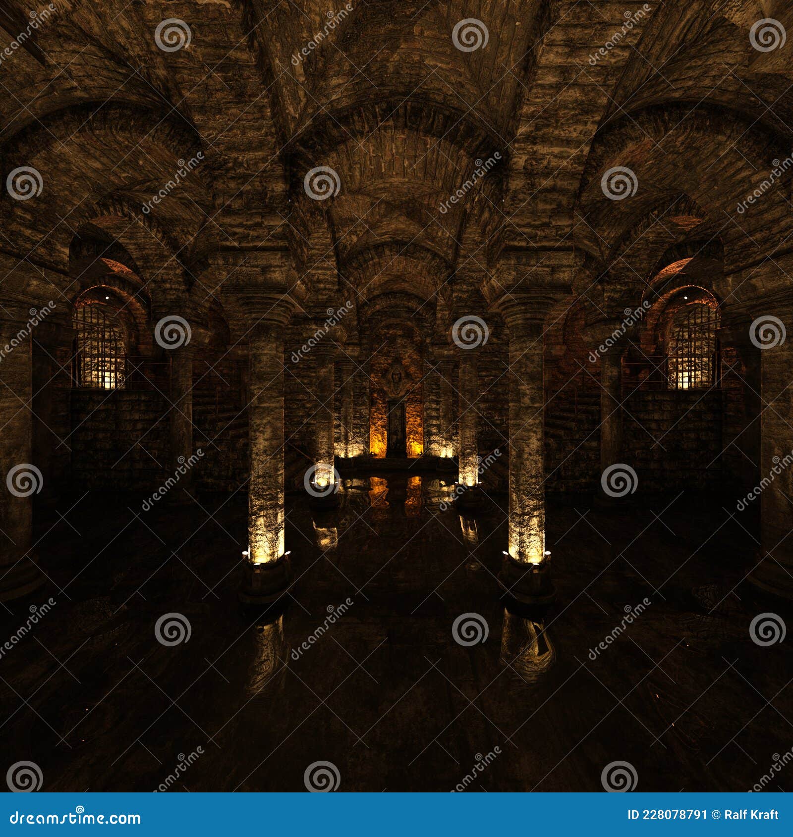 3d-illustration of an Underground Cistern with Water Stock Illustration ...