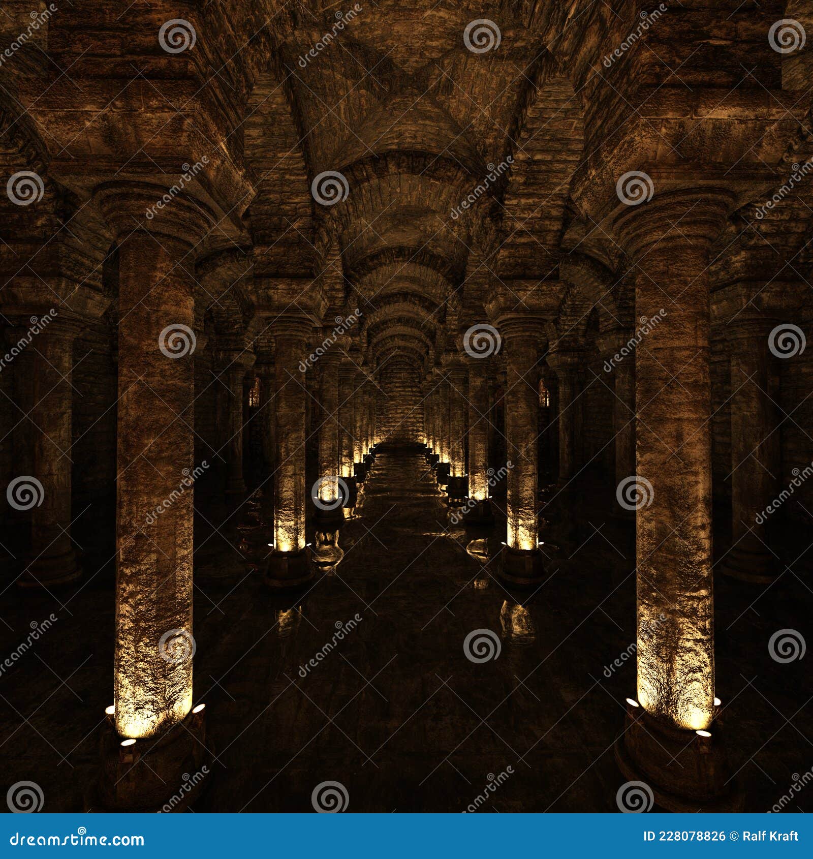 3d-illustration of an Underground Cistern with Water Stock Illustration ...
