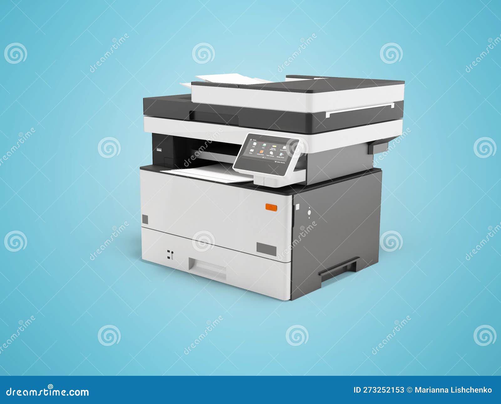 3d Illustration of Universal Printer Scanner with Display for Selecting ...