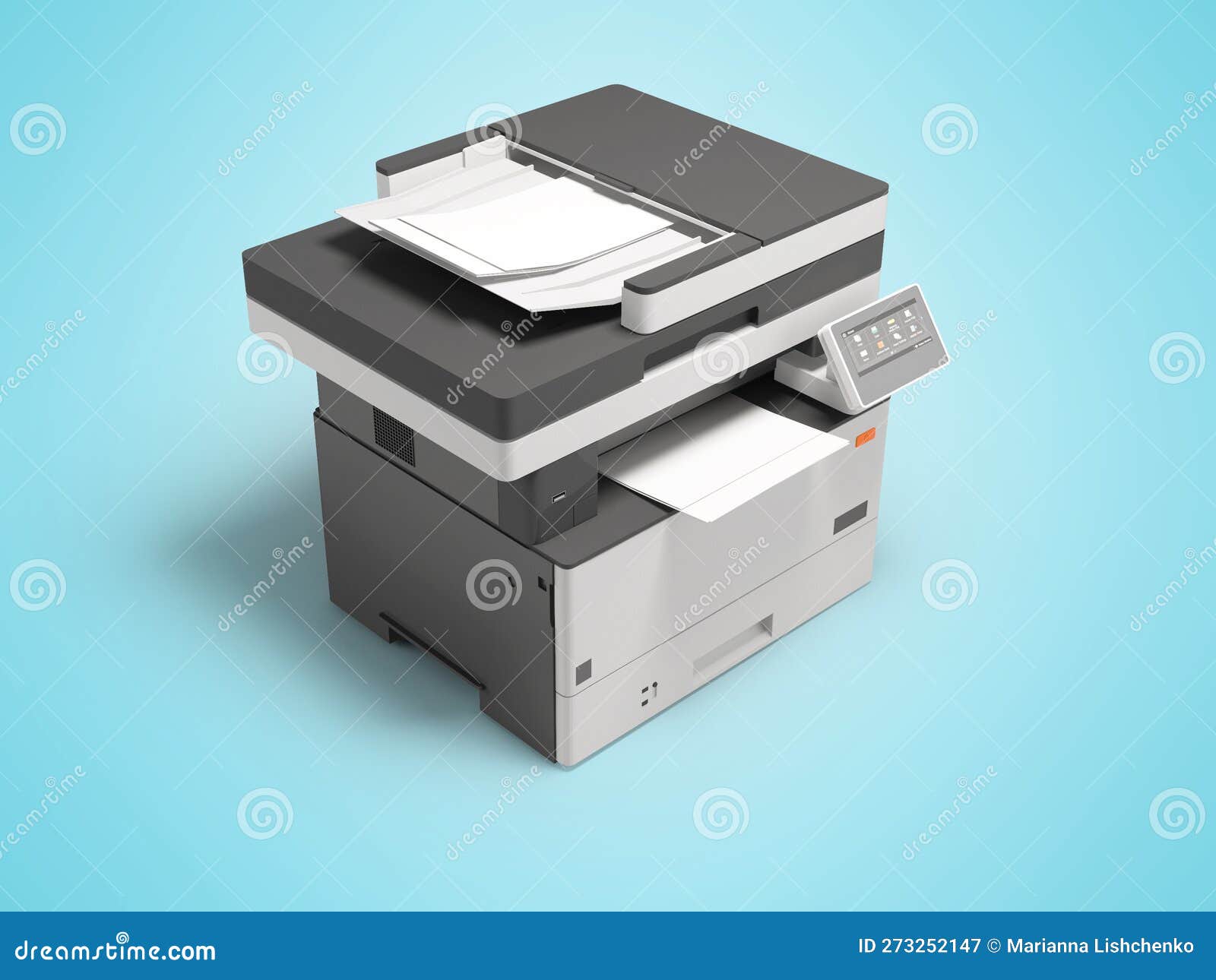 3D Illustration of Universal Printer Scanner with Display for Selecting ...