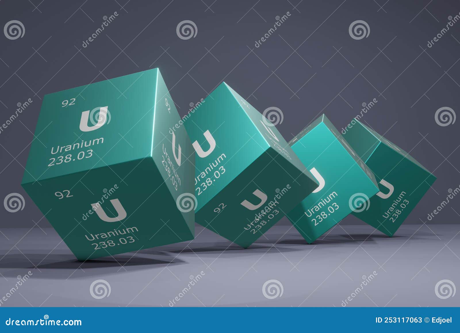 3D Illustration of Uranium, Chemical Element of the Periodic Table ...