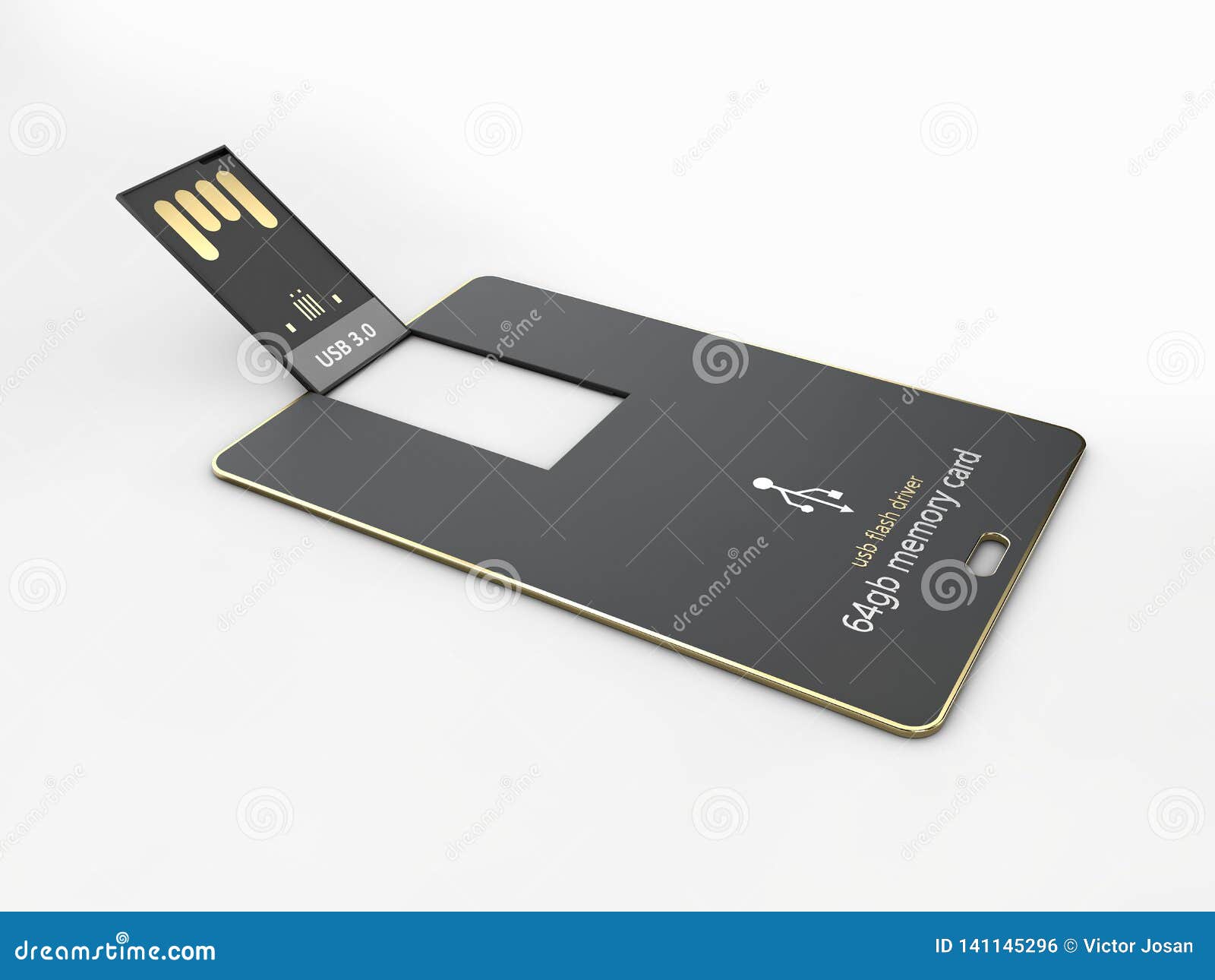 3d Illustration of USB Flash Card Empty Template for Corporate Identity ...