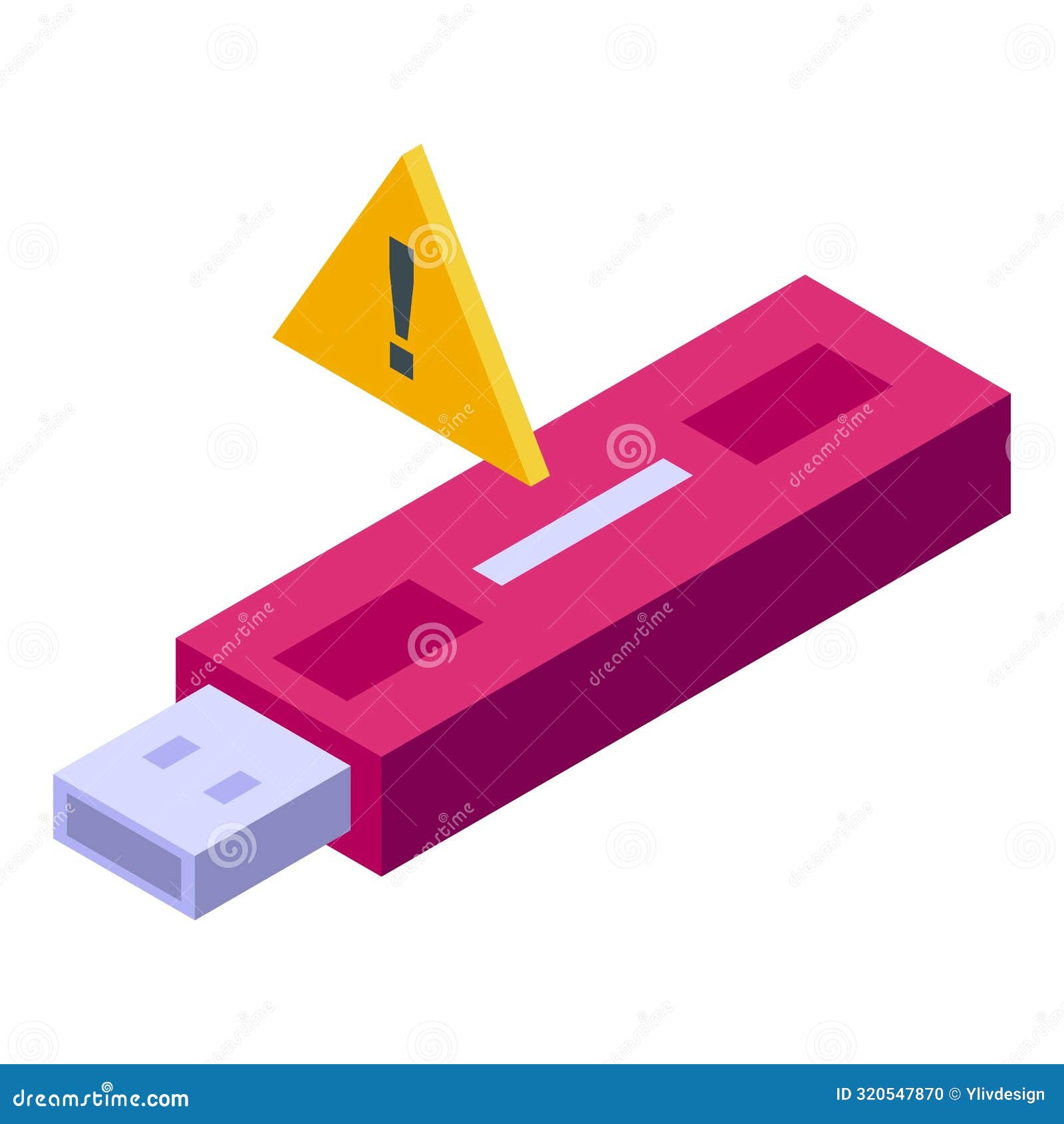 3d Illustration of Usb Flash Drive with Error Alert Stock Illustration ...