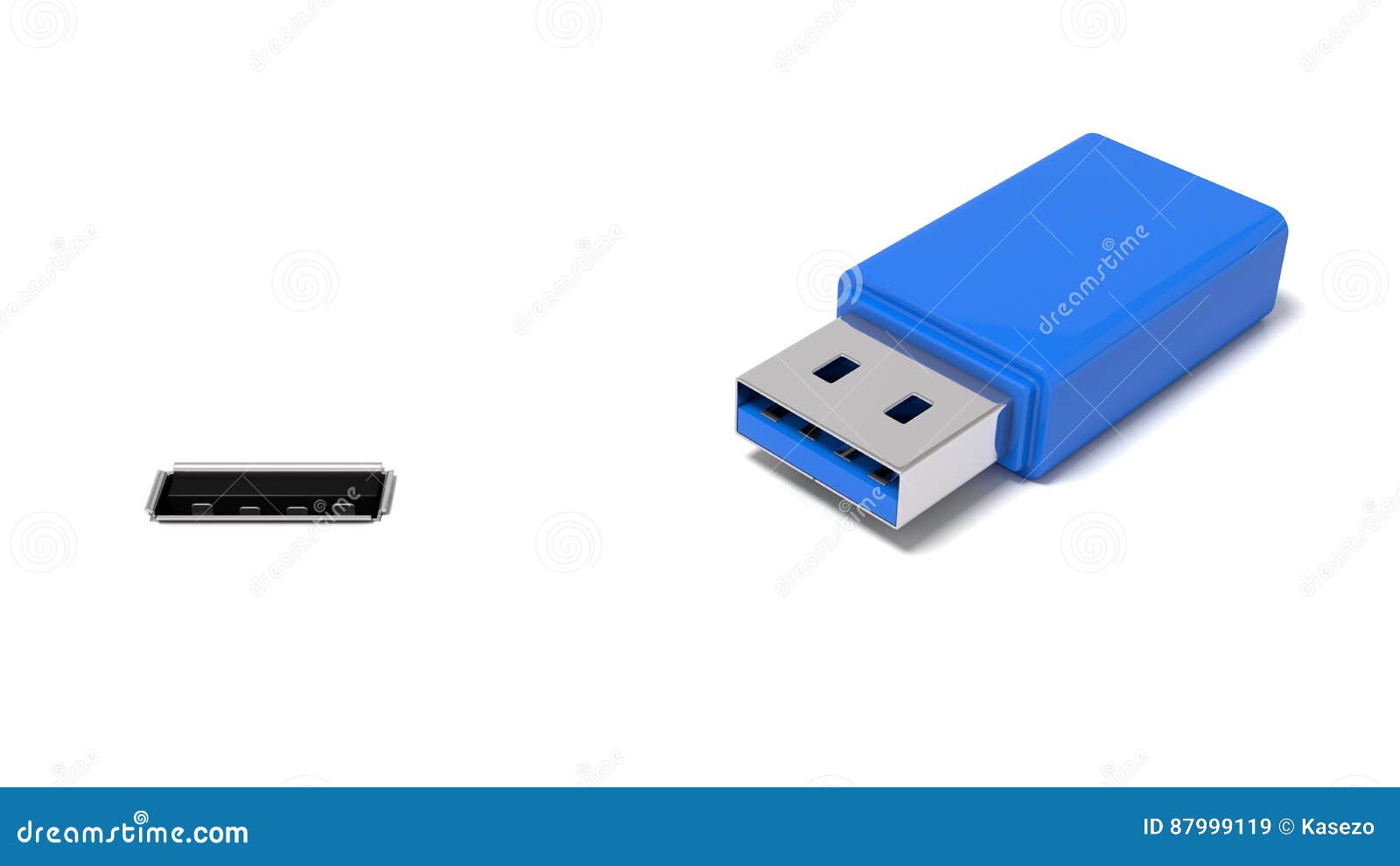 3d Illustration of Usb Port and Simple Usb Stick. Stock Illustration ...