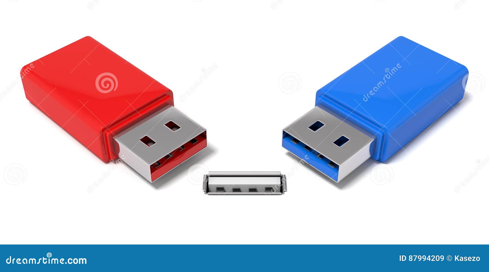 3d Illustration of Usb Port and Simple Usb Sticks. Stock Illustration ...