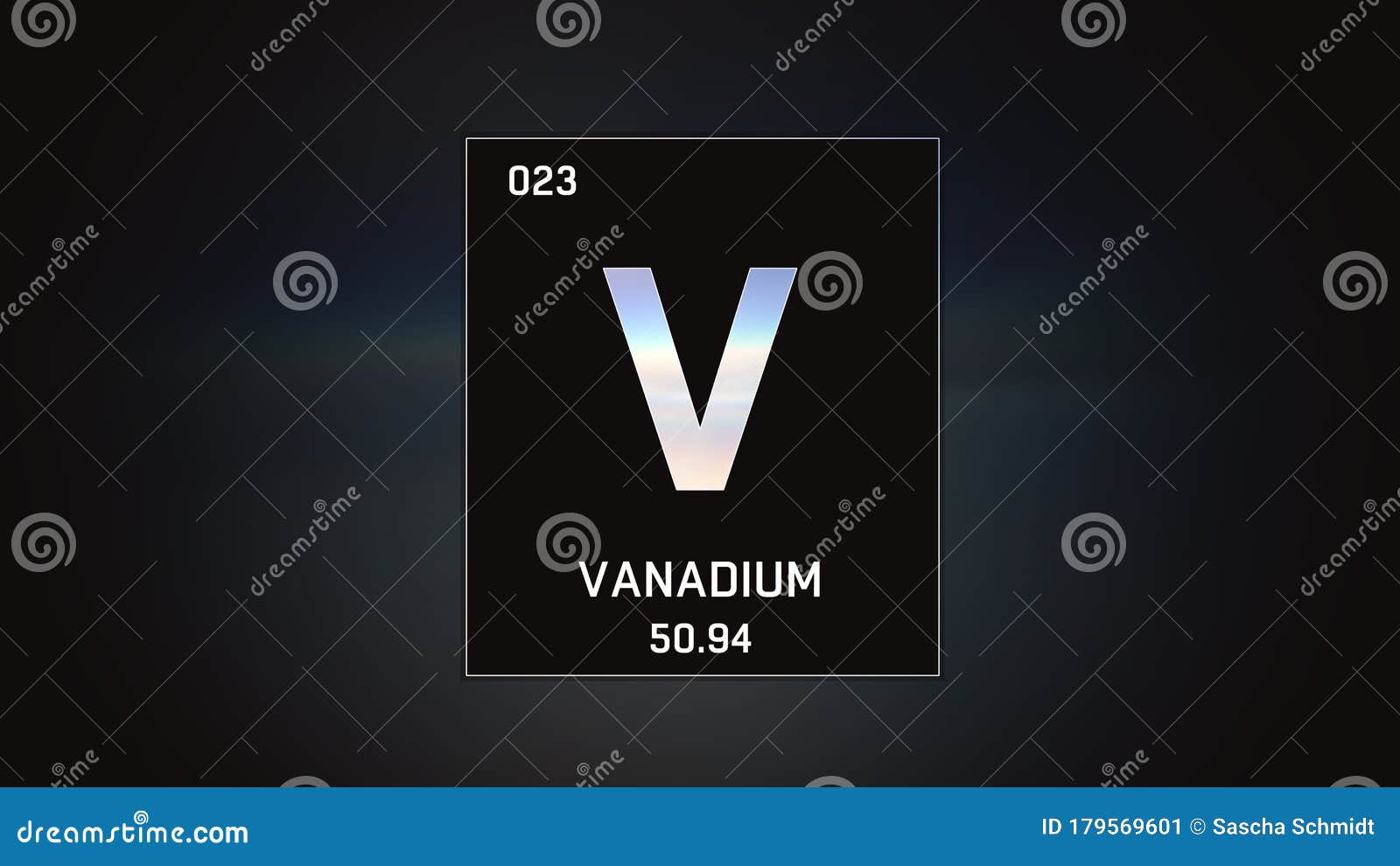 Vanadium As Element 23 of the Periodic Table 3D Illustration on Grey ...