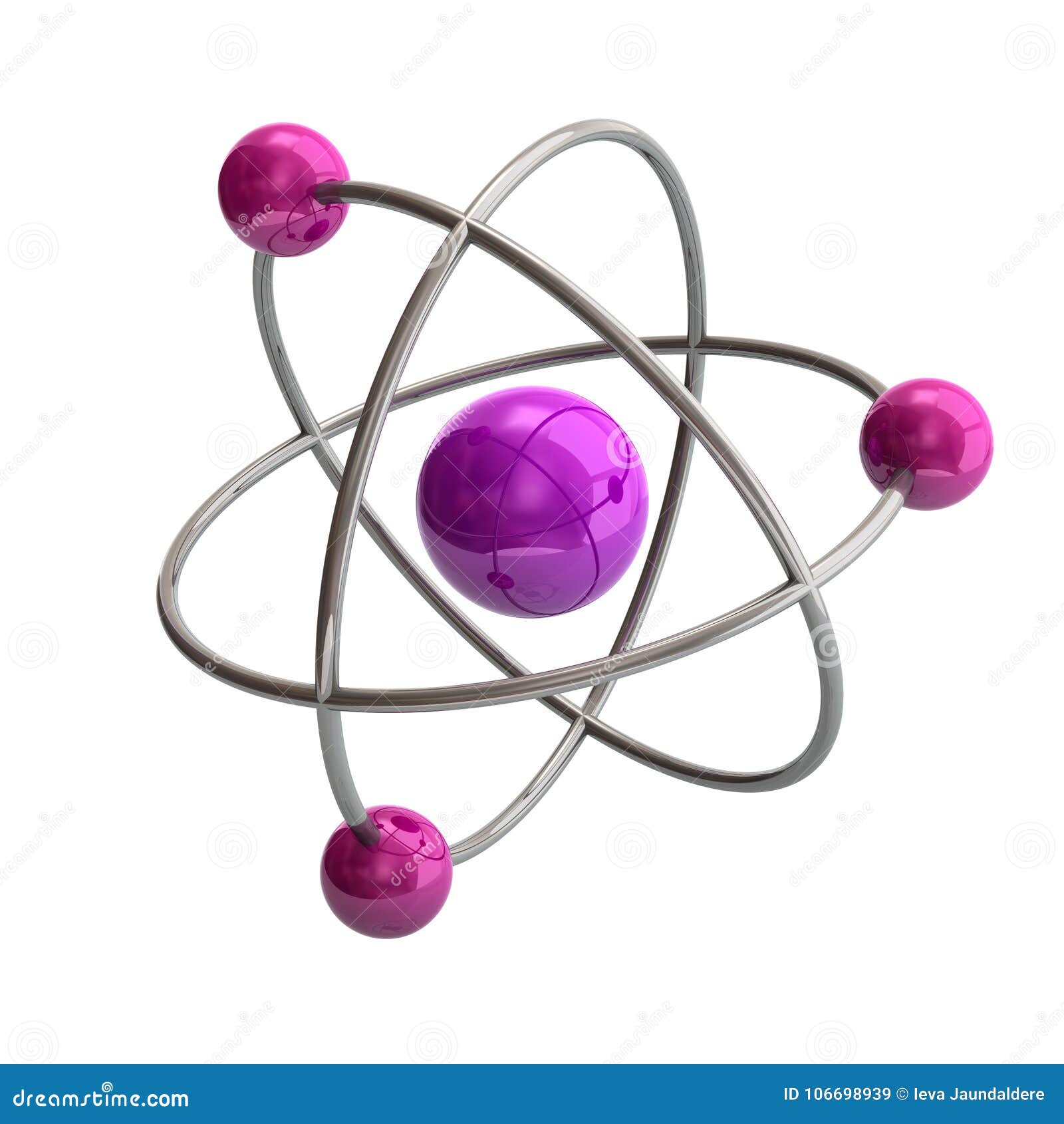 3D Illustration Violet Atom Symbol on White Background Stock ...