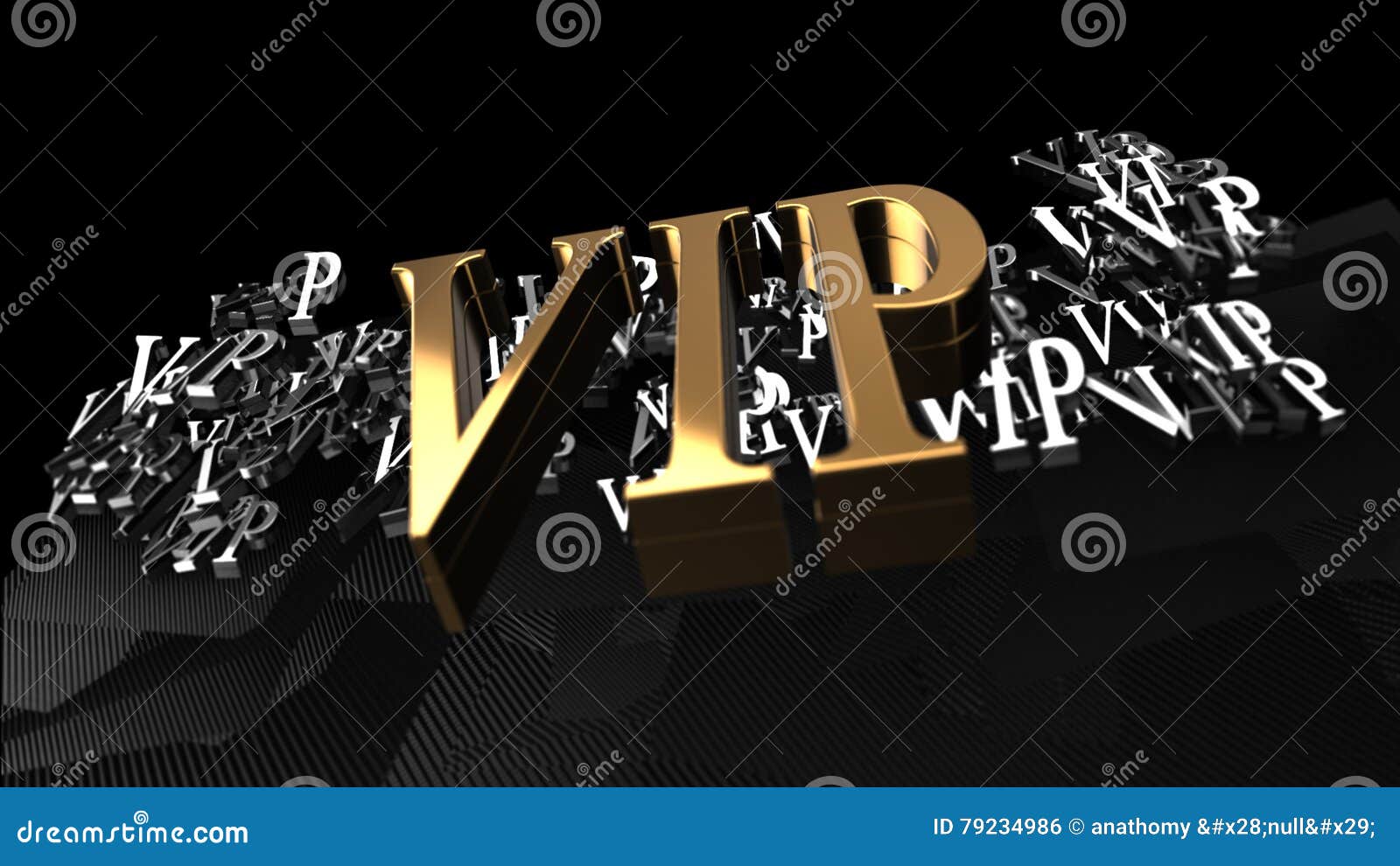 3D Illustration VIP Text 3D Black Background Stock Illustration ...