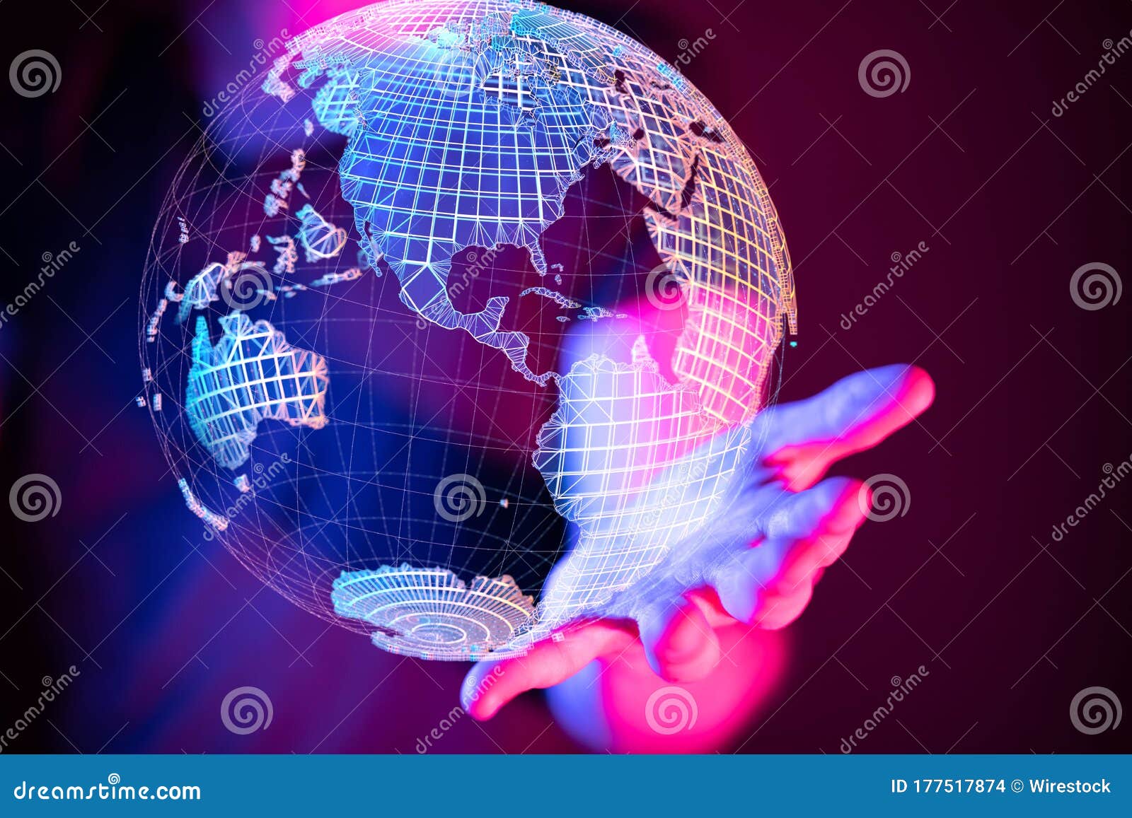 A 3D Illustration of the Virtual Hologram Communication Stock Photo ...