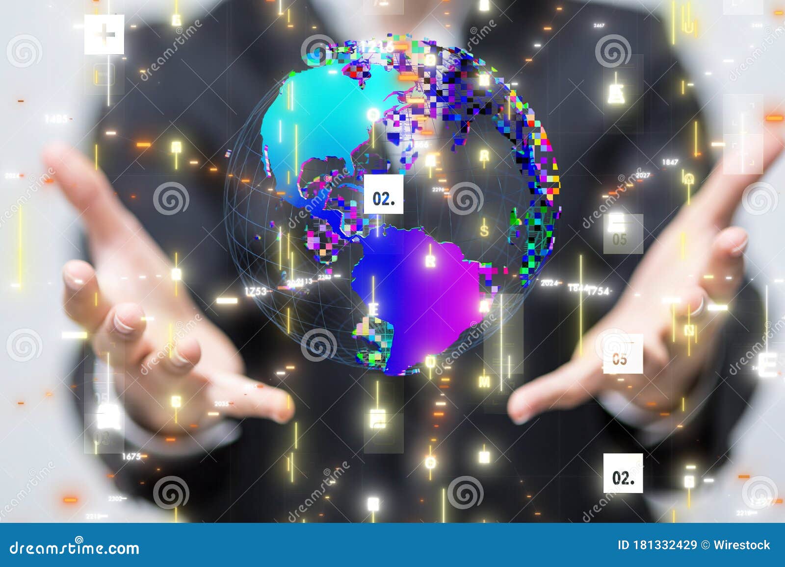 A 3D Illustration of the Virtual Hologram Communication Stock Image ...