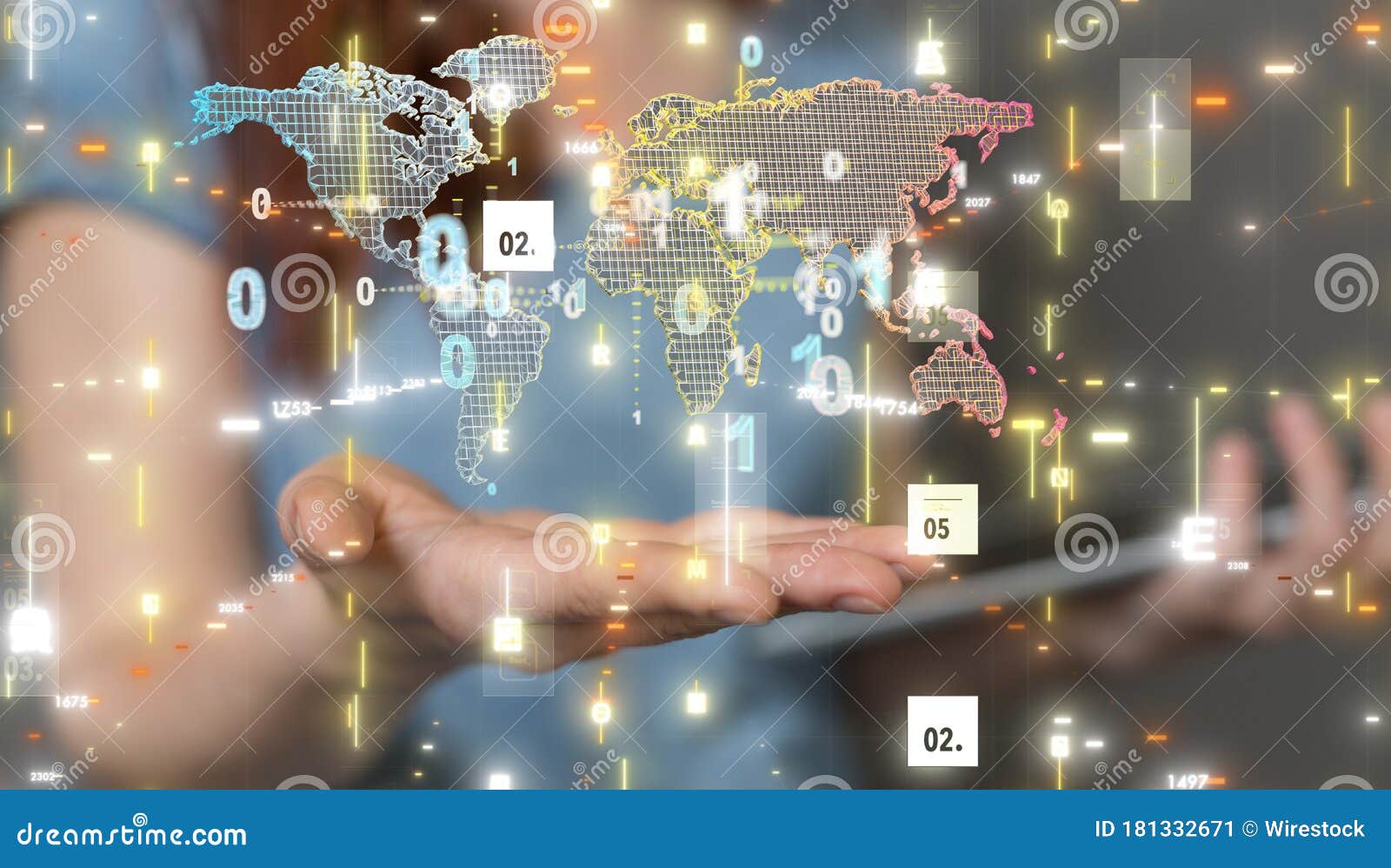 A 3D Illustration of the Virtual Hologram Communication Stock Image ...