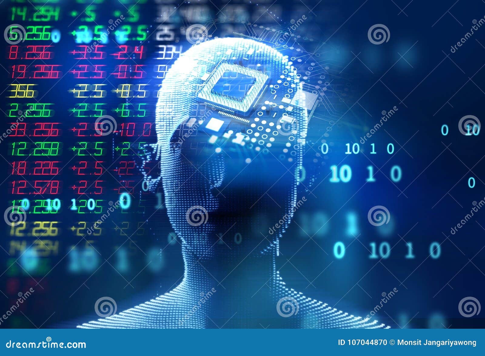 3d Illustration of Virtual Human on Technology Background. Stock ...