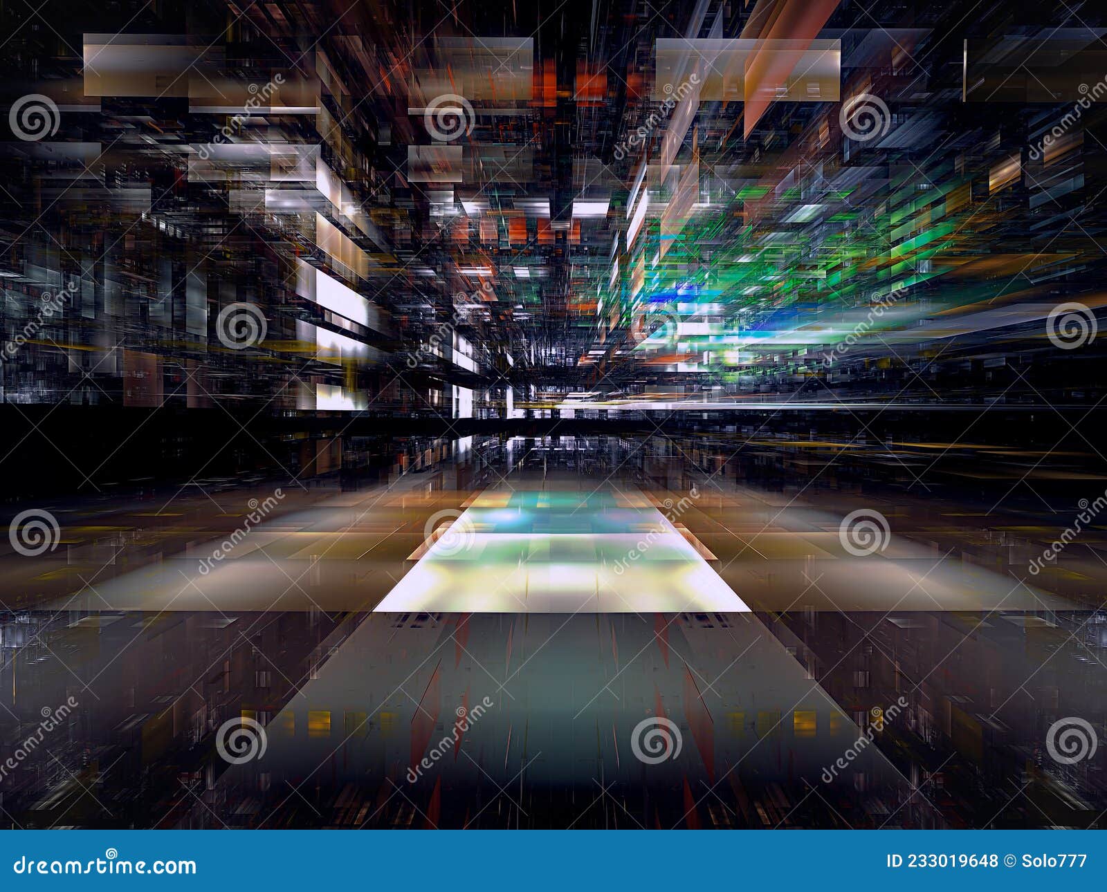 3d Illustration - Virtual Reality or Future City Background Stock ...