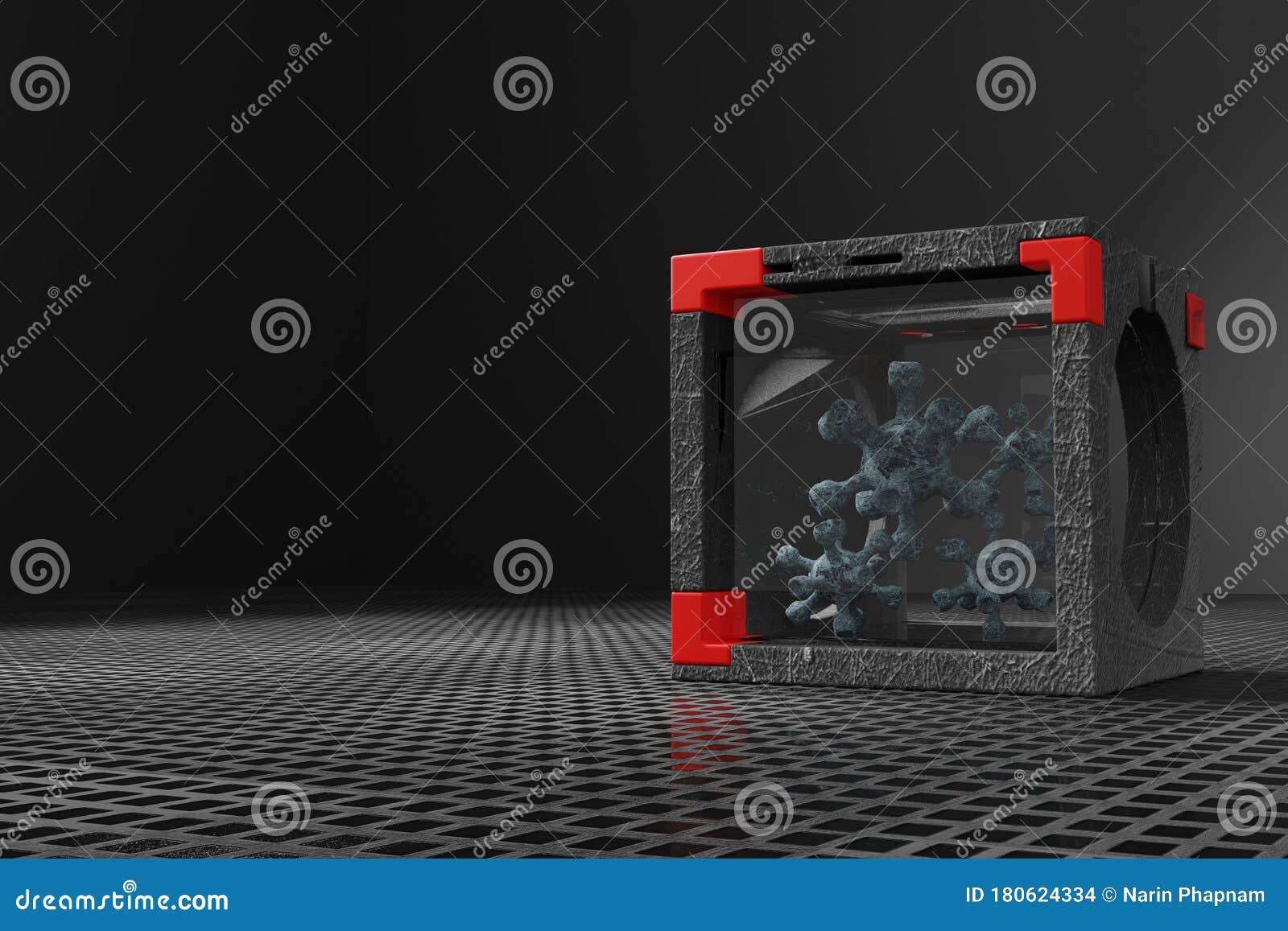 3d Illustration Virus in Cube Stock Illustration - Illustration of ...