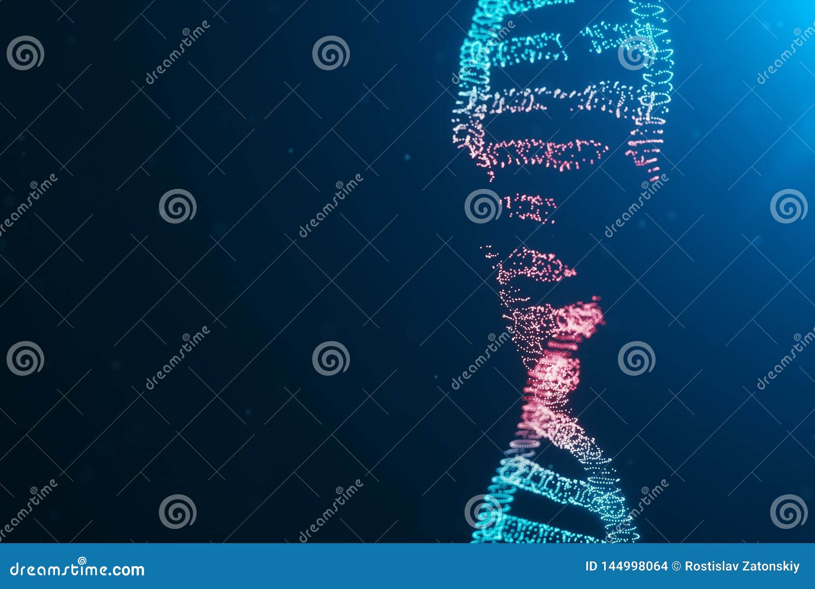 3D Illustration Virus DNA Molecule, Structure. Concept Destroyed Code ...
