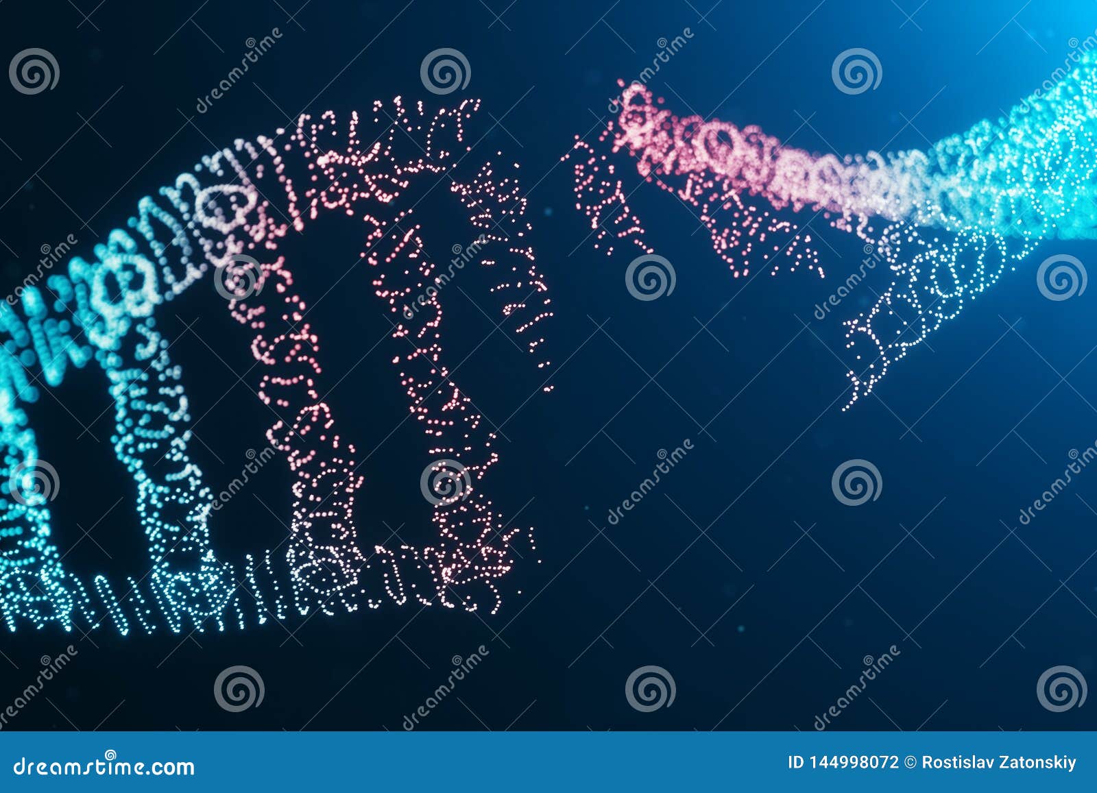 3D Illustration Virus DNA Molecule, Structure. Concept Destroyed Code ...