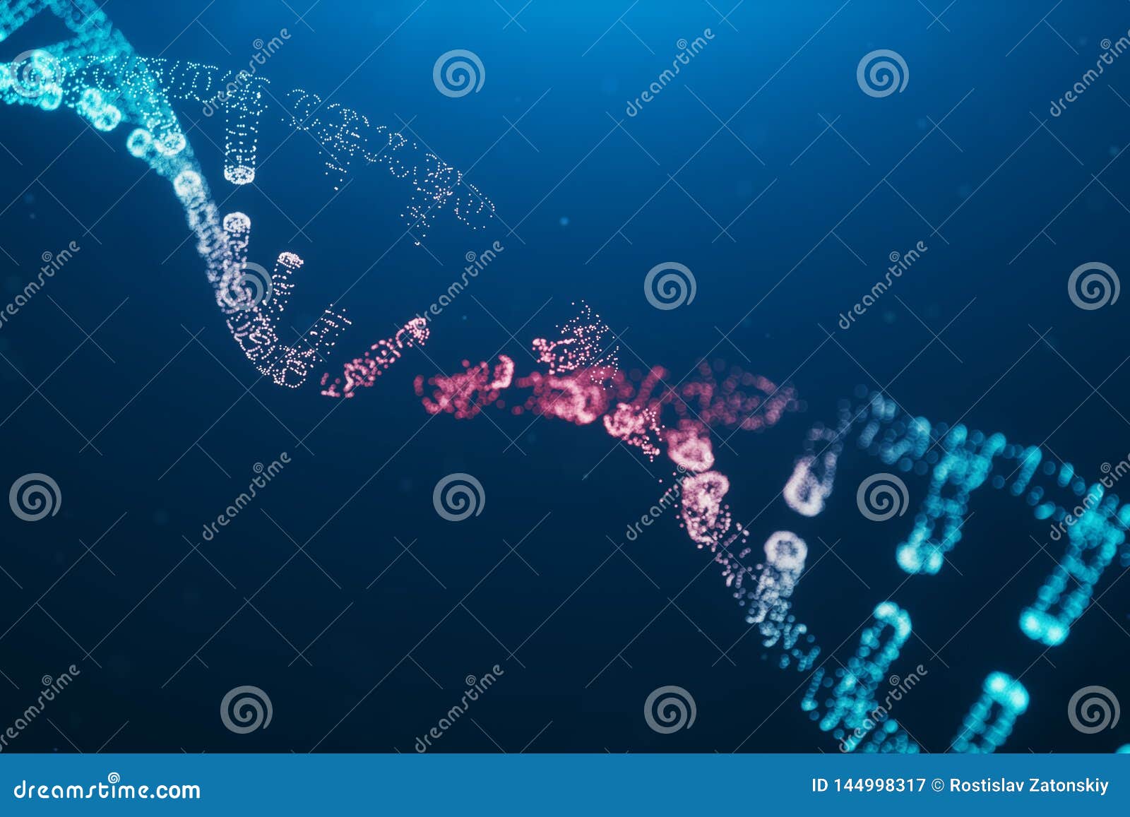 3D Illustration Virus DNA Molecule, Structure. Concept Destroyed Code ...