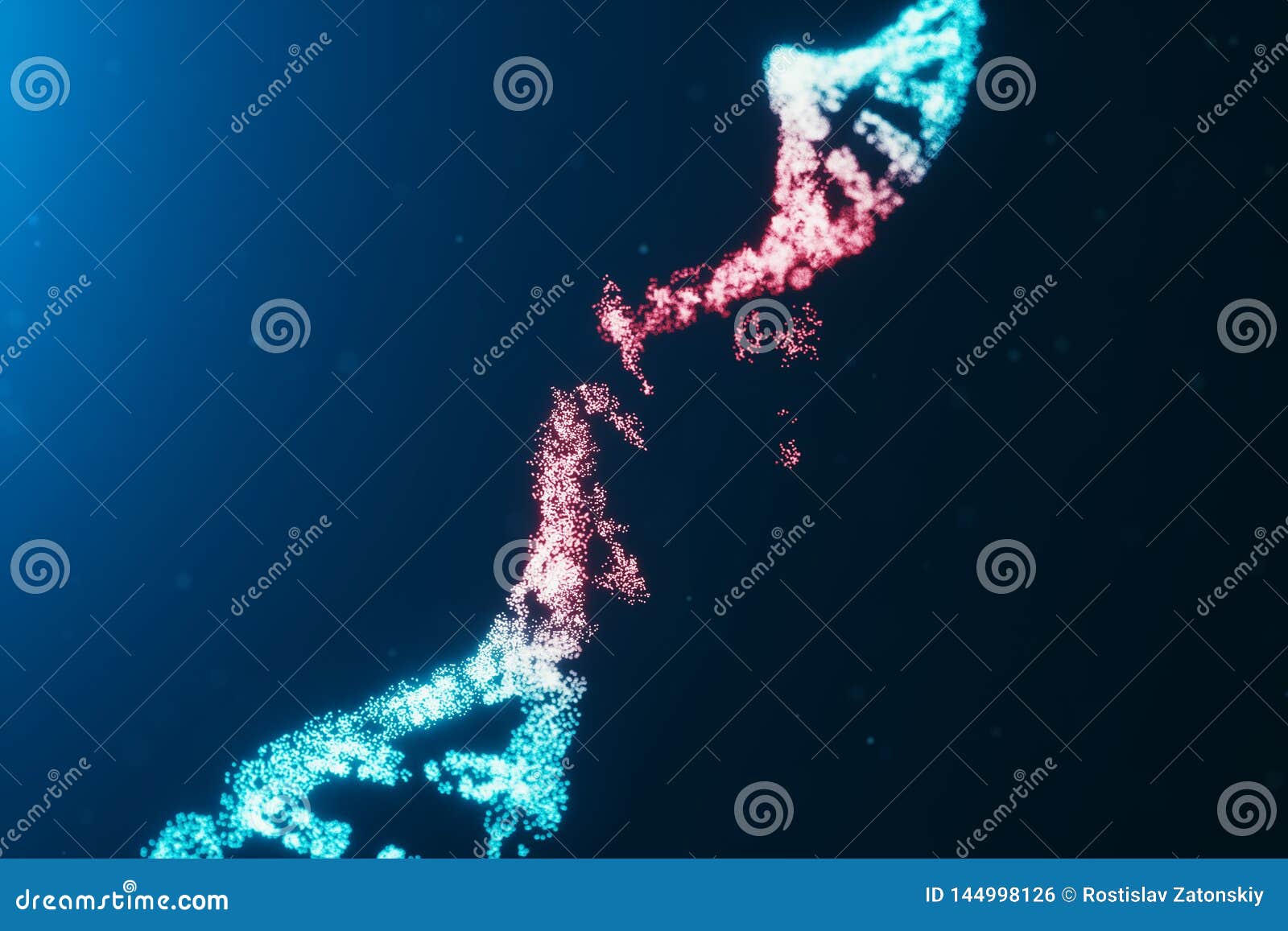 3D Illustration Virus DNA Molecule, Structure. Concept Destroyed Code ...
