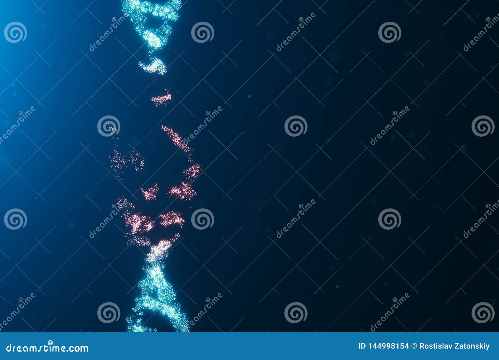 3D Illustration Virus DNA Molecule, Structure. Concept Destroyed Code ...