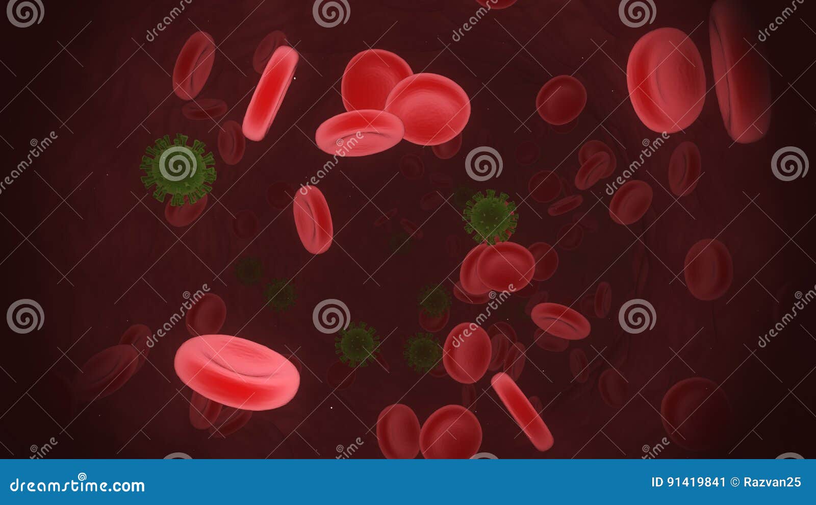 3d Illustration of a Virus Infection in Blood Stream Stock Illustration ...