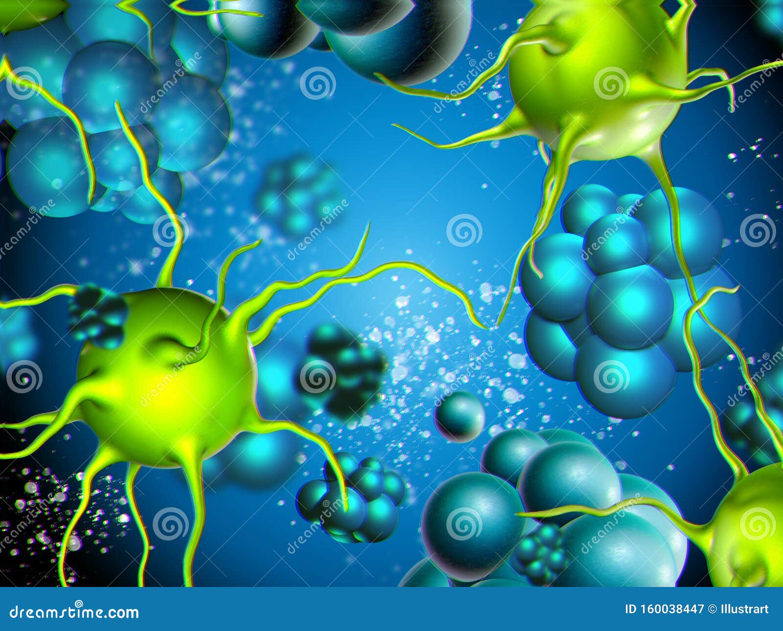 3d Illustration of Viruses Background Stock Illustration - Illustration ...
