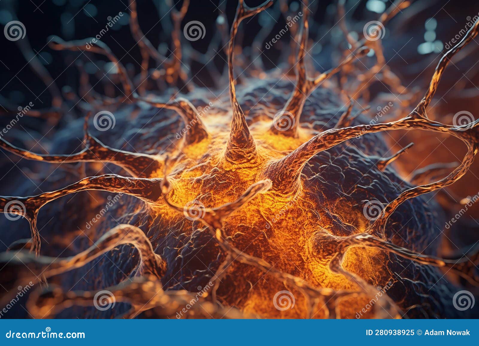 3D Illustration of Visualization of Active Nerve Cells in the Brain ...
