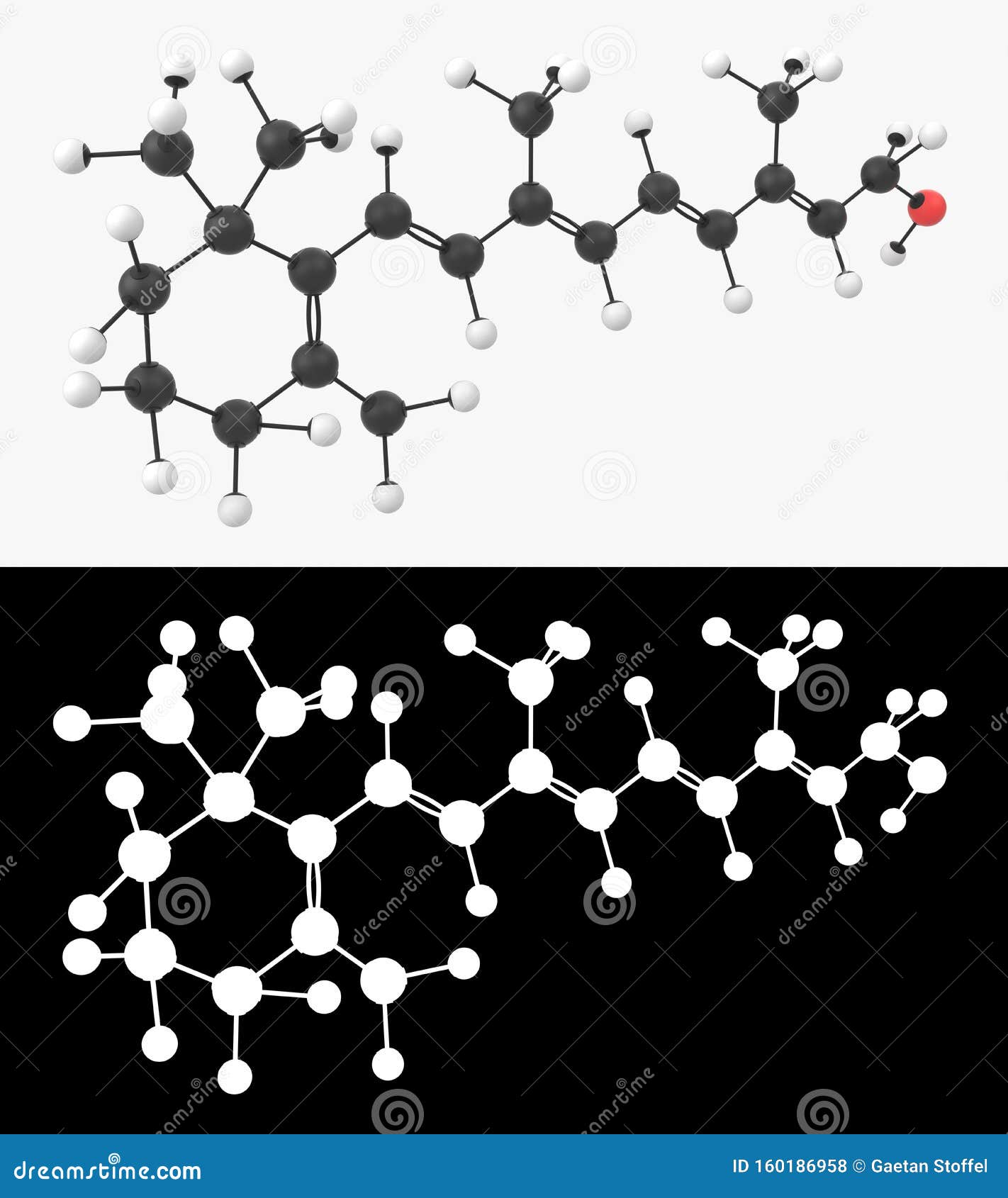 3D Illustration of a Vitamin a Molecule with Alpha Layer Stock ...