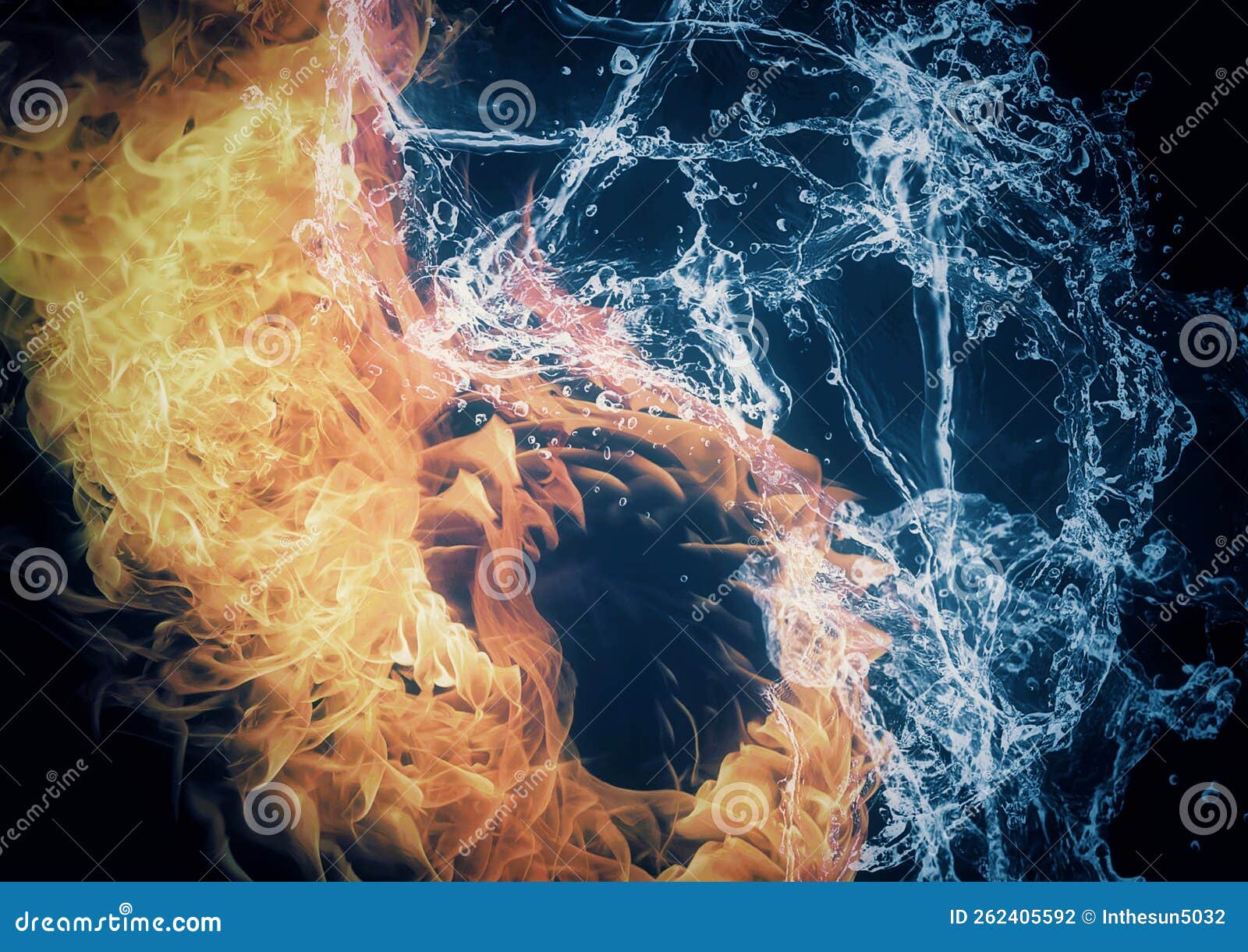 3d Illustration of a Vortex with Fire Flames and Water Combined Stock ...