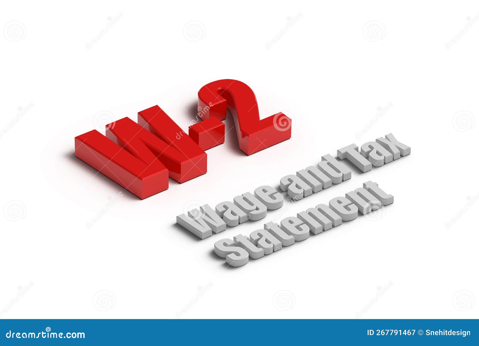 3d Illustration of W2 Form, Wage and Tax Statement Concept on White ...
