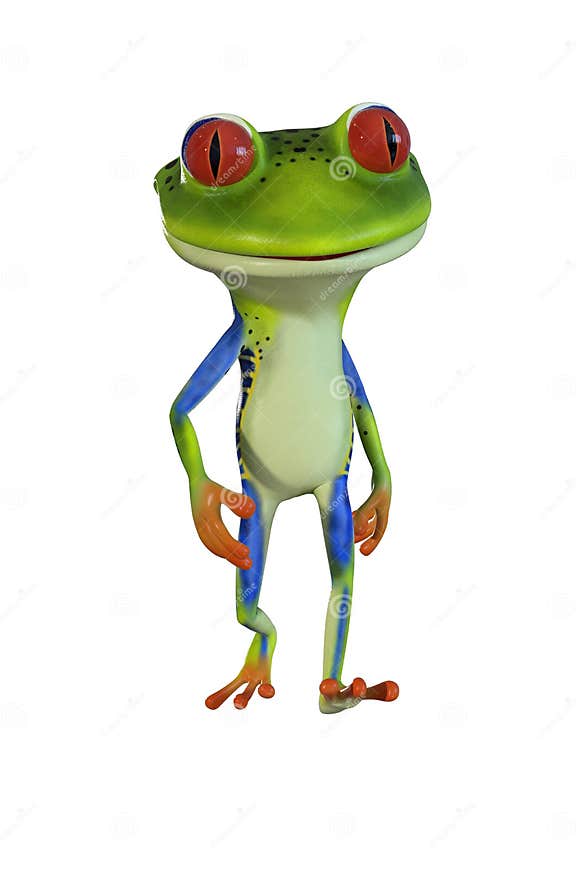3d Illustration of a Walking Green Cartoon Frog. Stock Image ...
