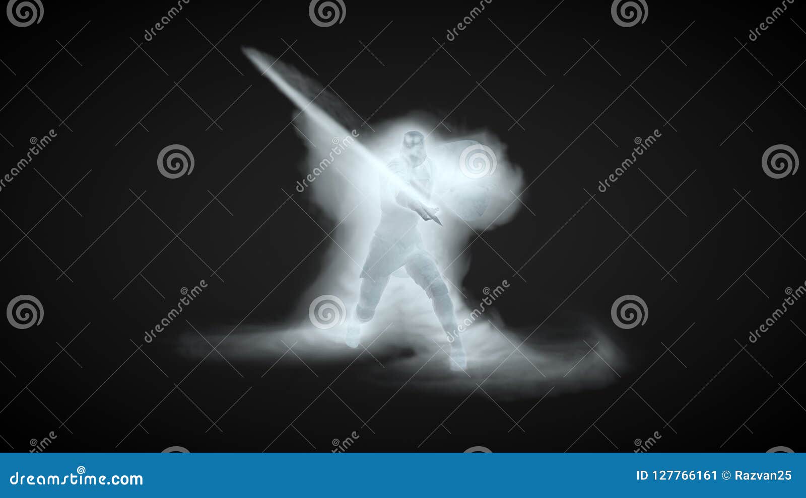 3D Illustration of a Warrior Using Ice Magic Attack Stock Illustration ...