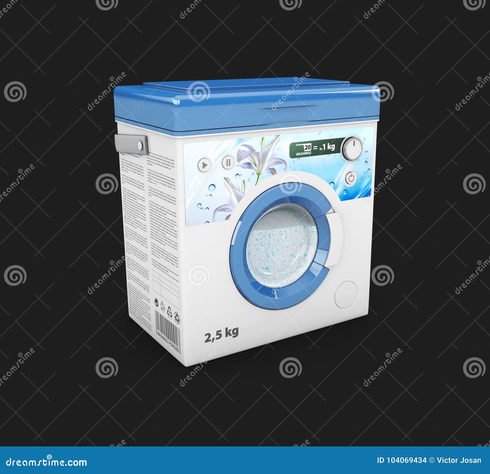 3d Illustration of Washing Powder Box Advertisement, Box in the Form of ...